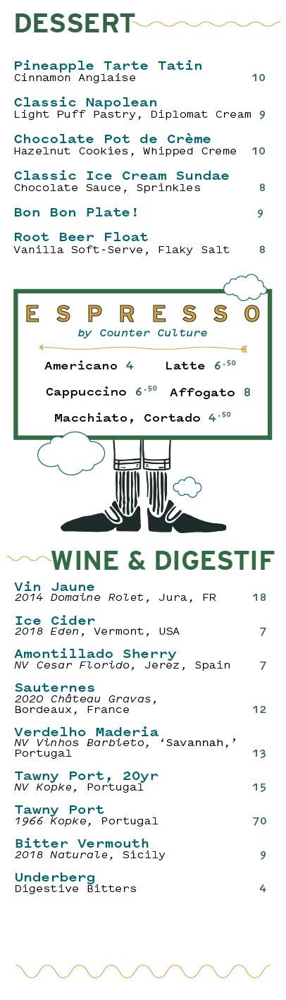 Menu — Tall John's