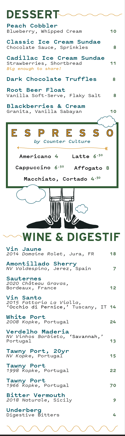 Menu — Tall John's