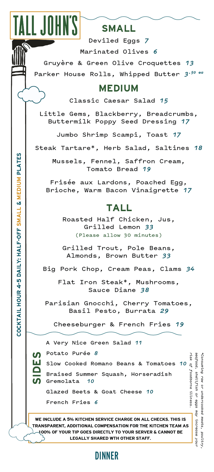Menu — Tall John's