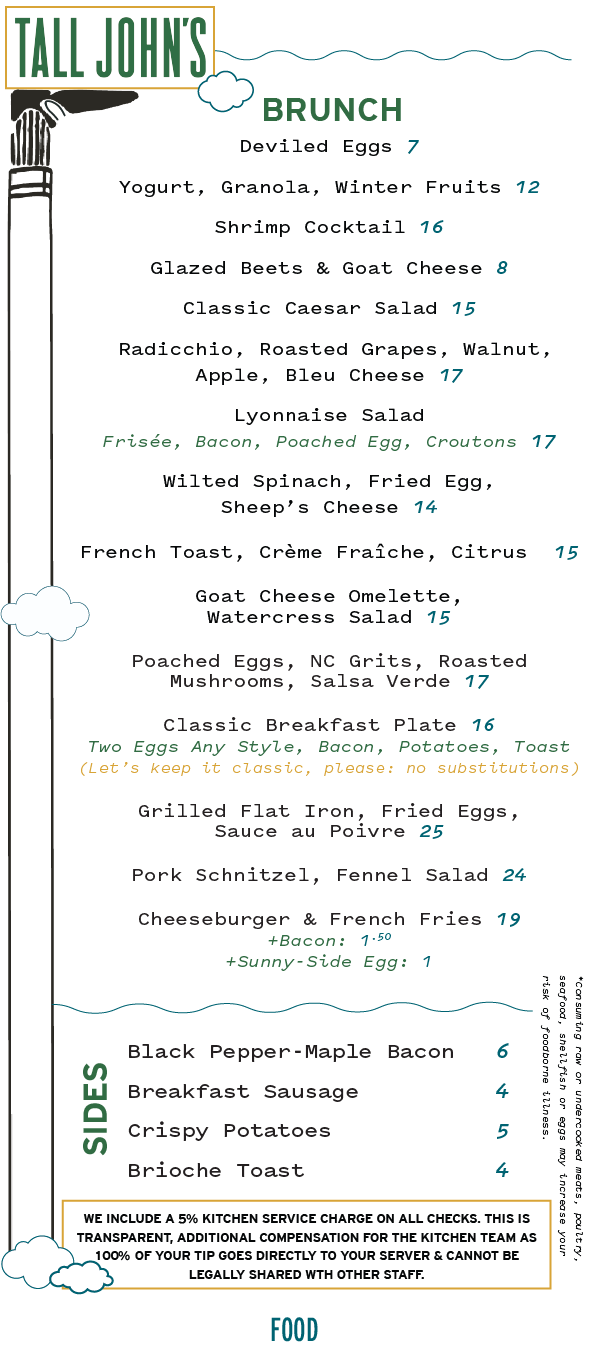 Menu — Tall John's