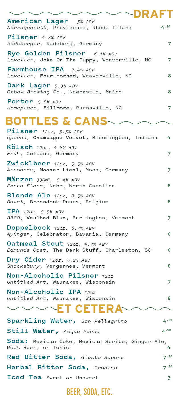 Menu — Tall John's