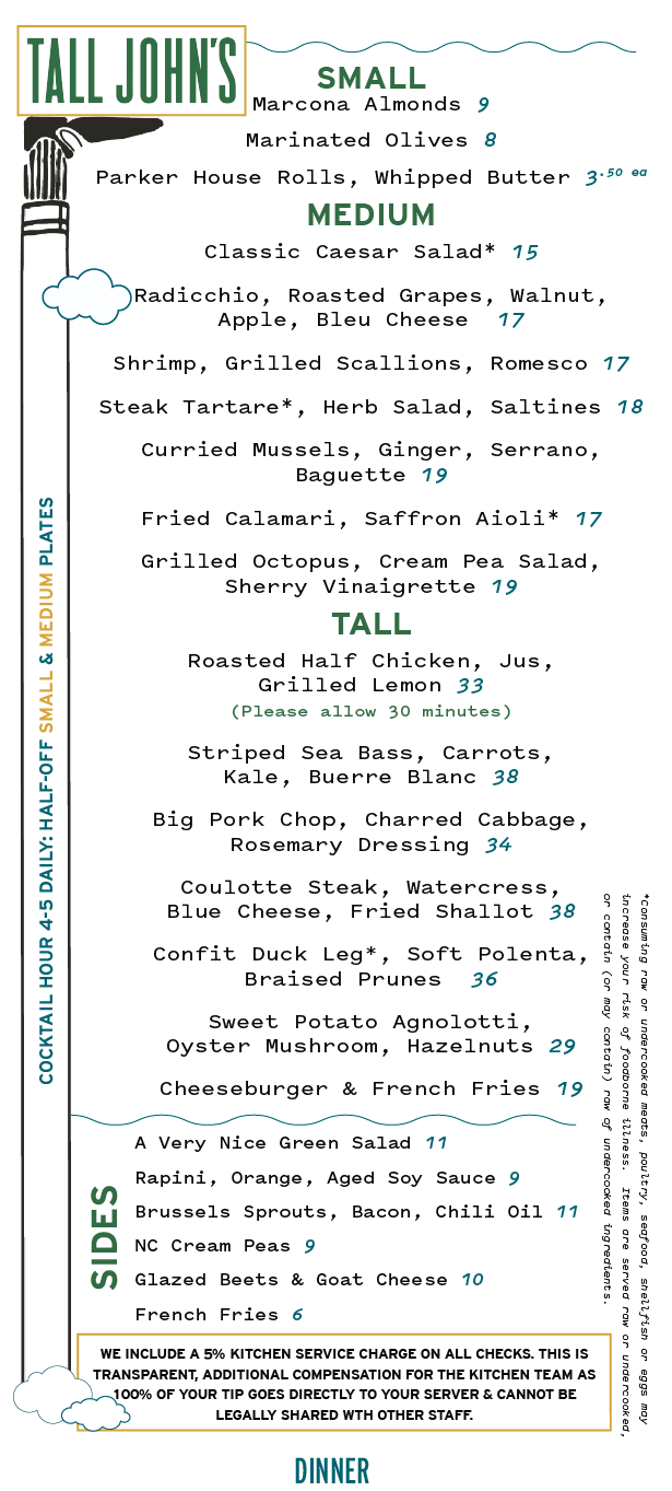 Menu — Tall John's