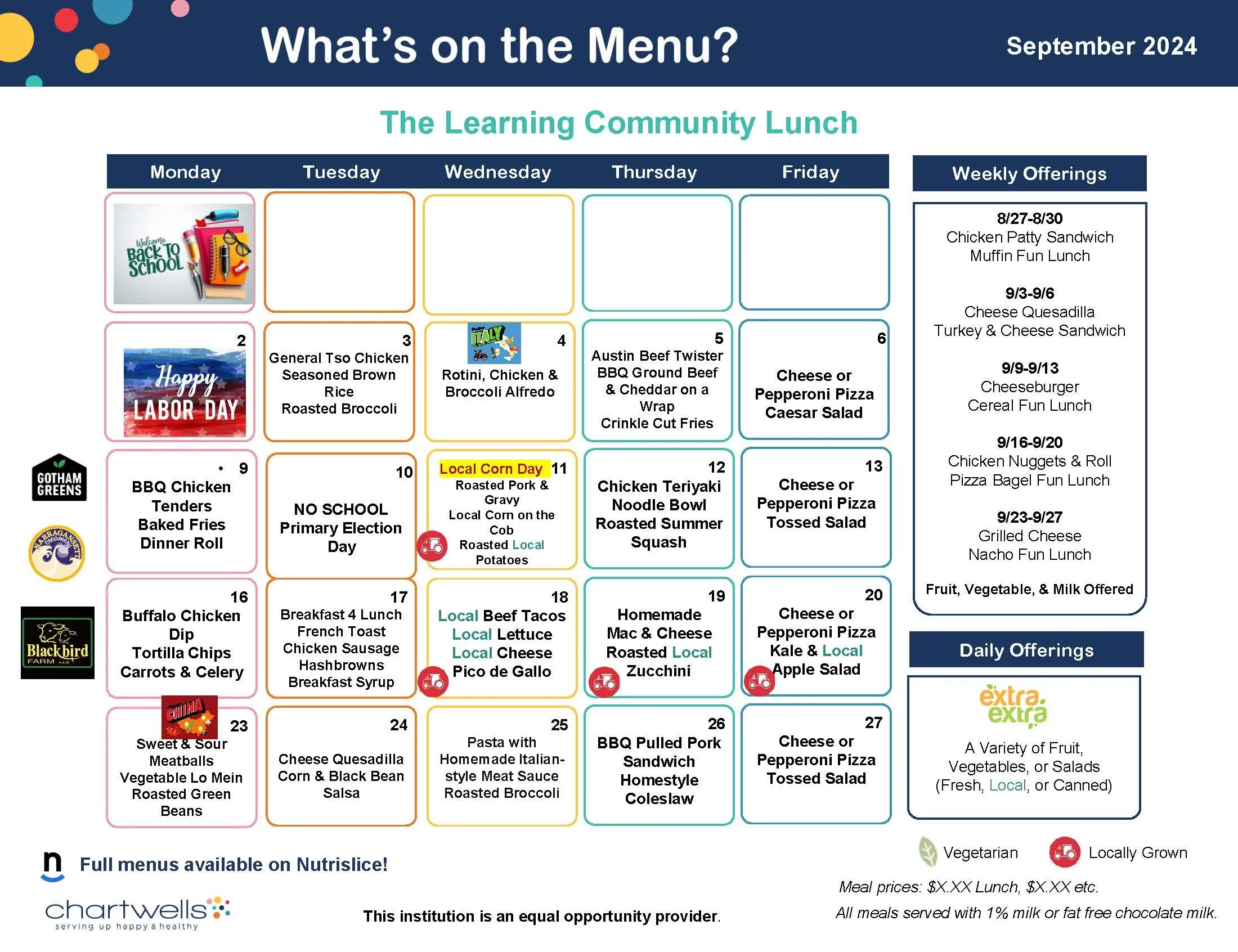 School Lunch Menu — The Learning Community