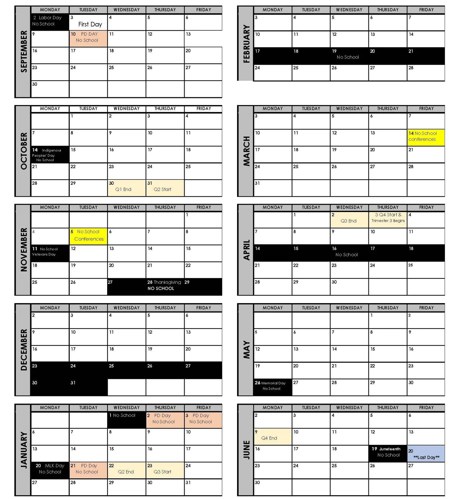 School Calendar — The Learning Community