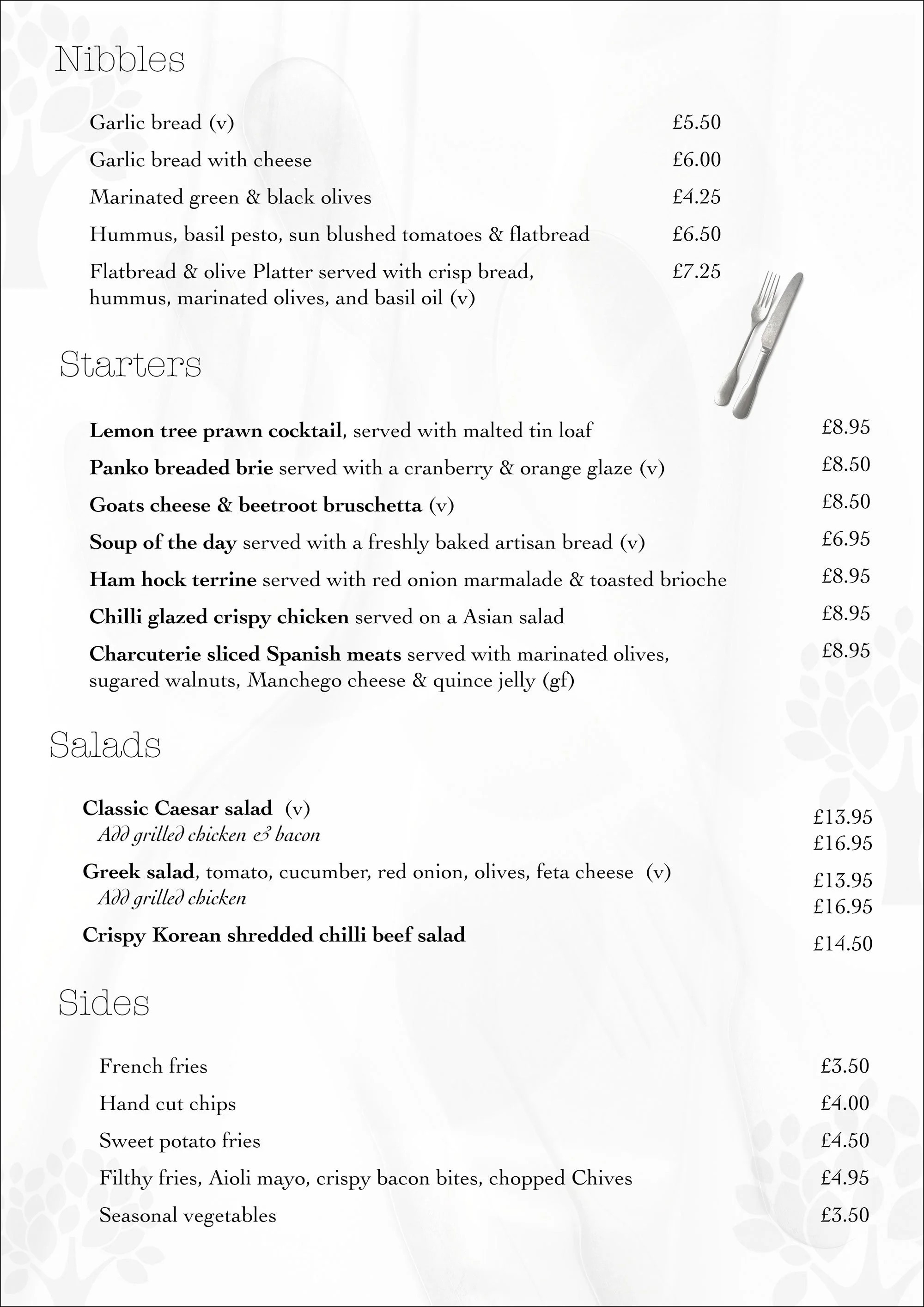 Menus for The Lemon tree restaurant at Thurman Hall, Lancaster — The ...