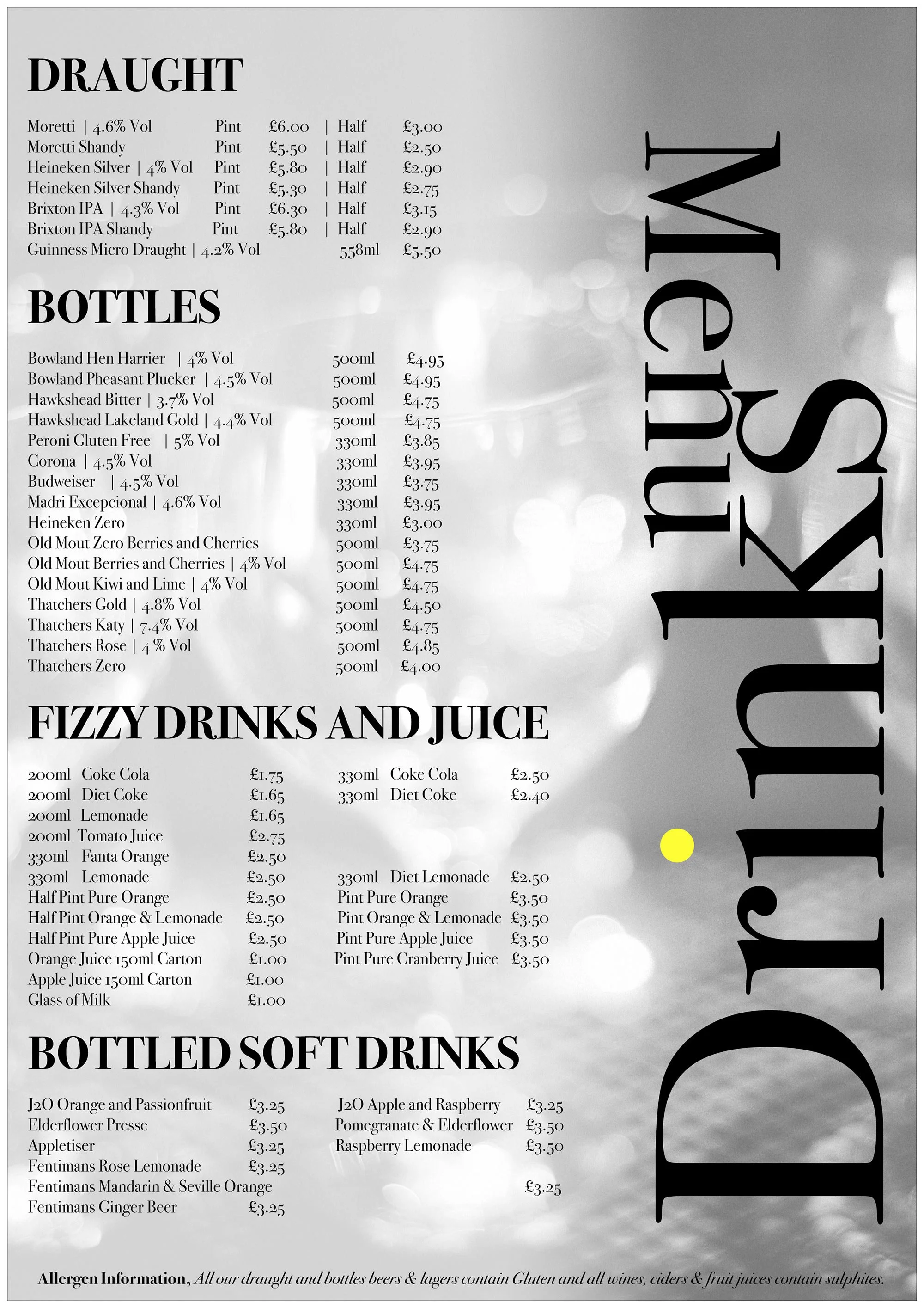 Menus for The Lemon tree restaurant at Thurman Hall, Lancaster — The ...