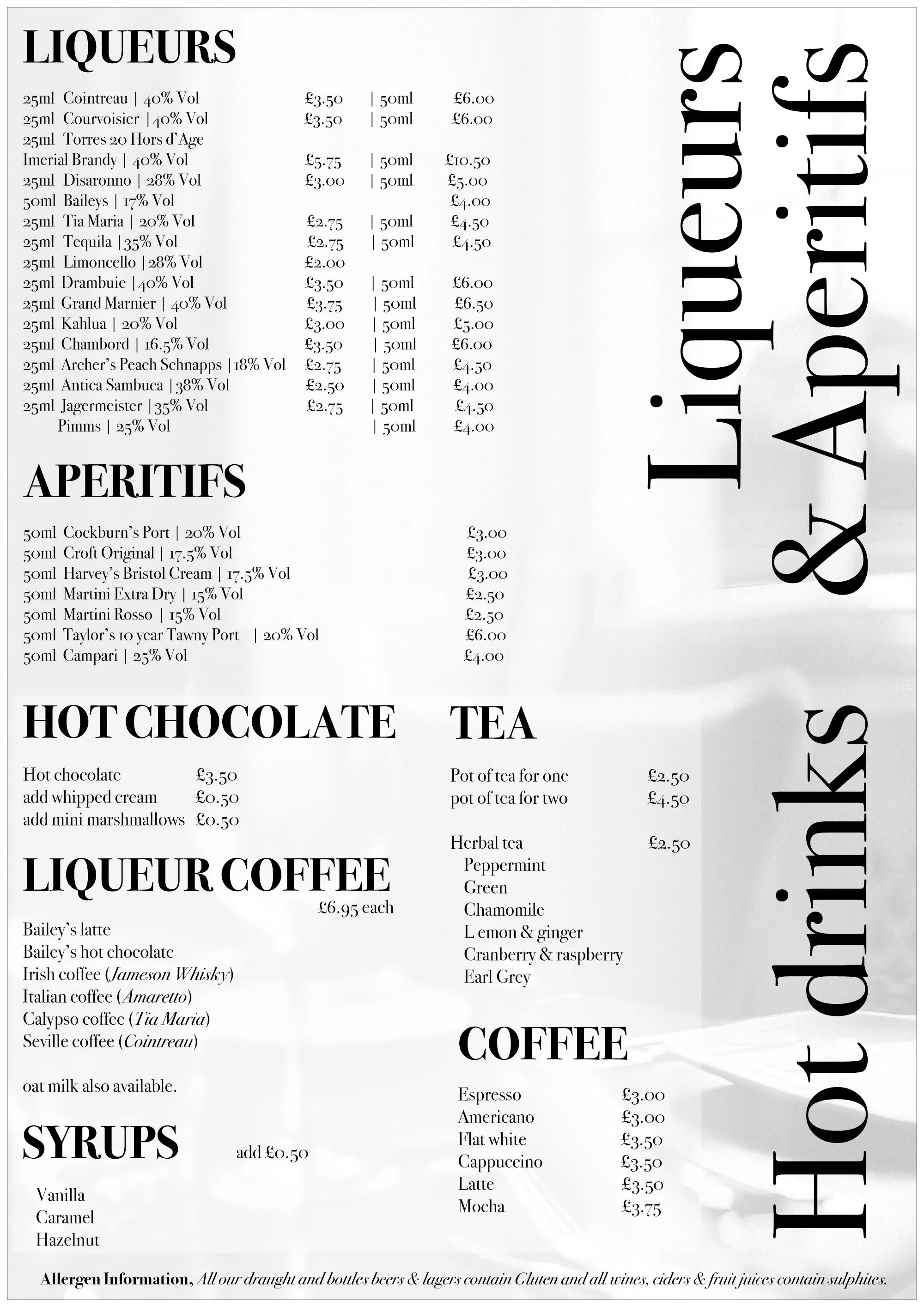 Menus for The Lemon tree restaurant at Thurman Hall, Lancaster — The ...