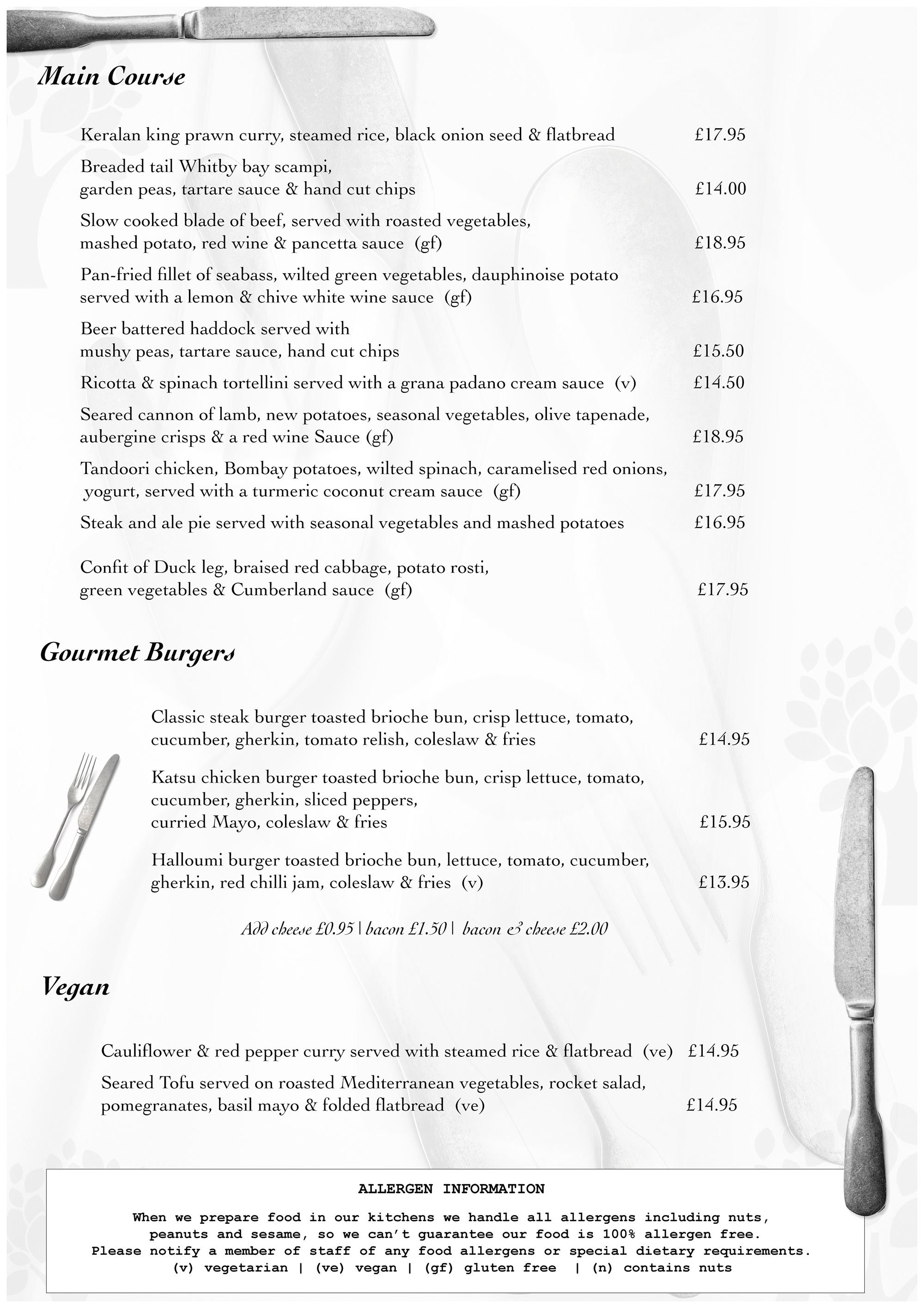 Menus for The Lemon tree restaurant at Thurman Hall, Lancaster — The ...