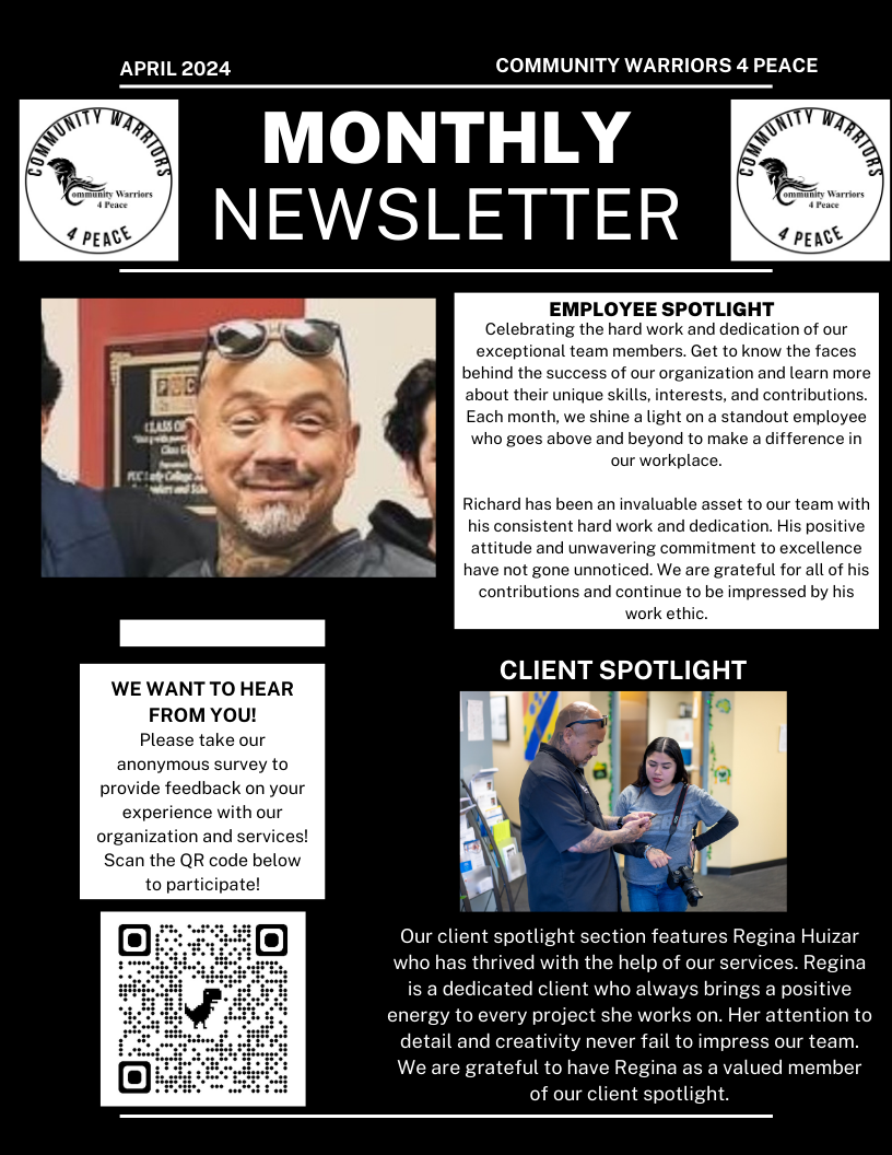 Monthly Newsletter — Community Warriors 4 Peace