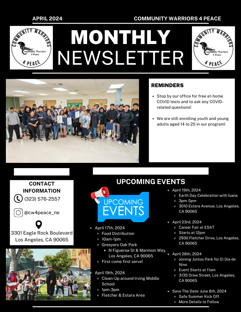 Monthly Newsletter — Community Warriors 4 Peace