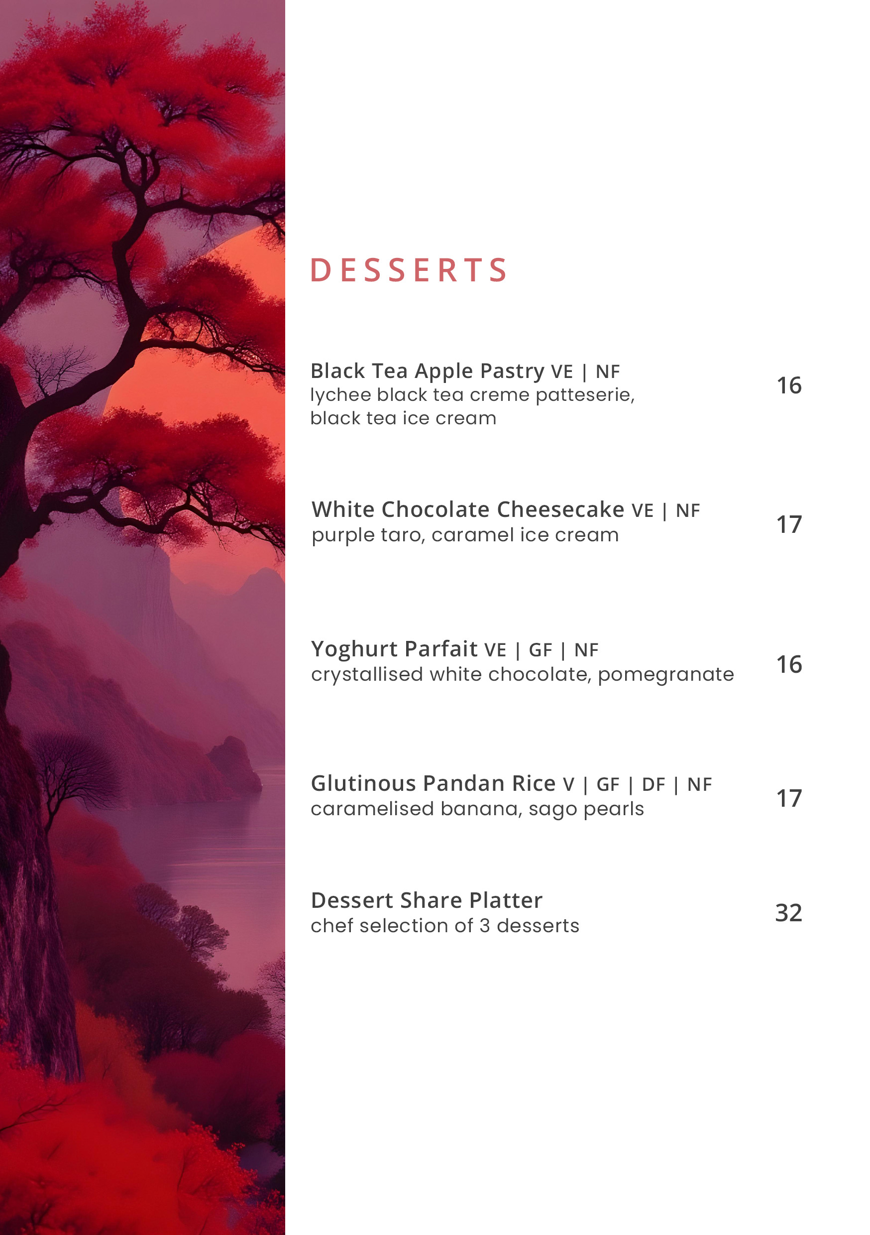 Shui Food Menu — Shui
