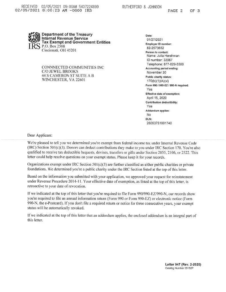 Fiscal Information — Connected Communities, Winchester, VA