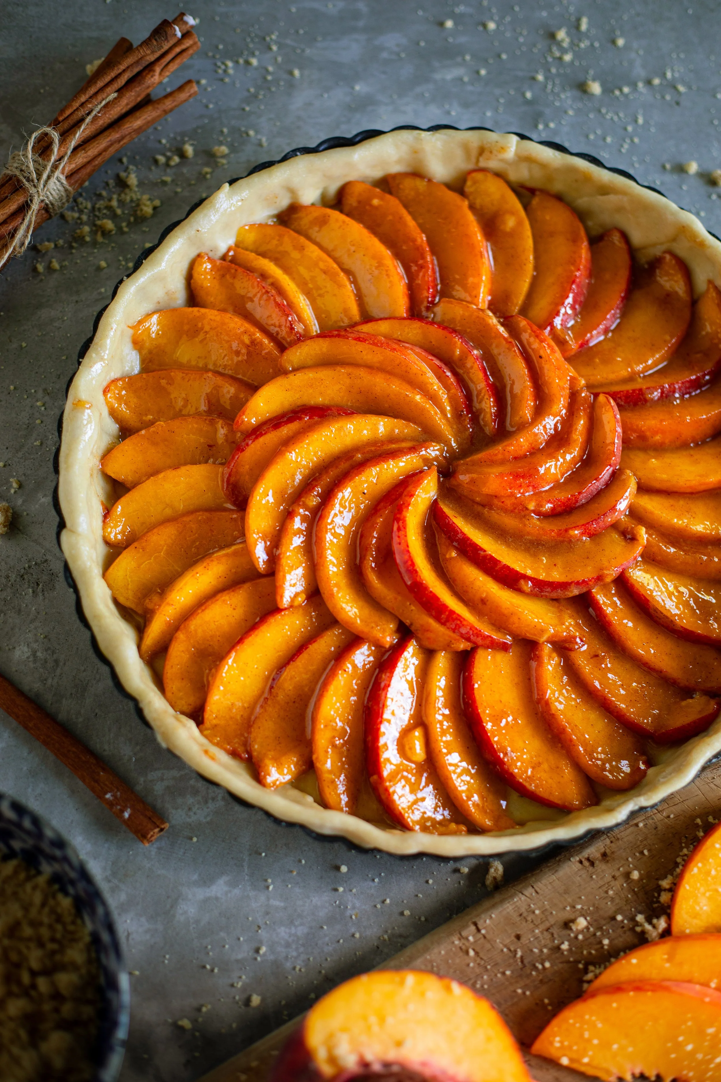 Fresh Peach Tart with Cinnamon Streusel Topping Recipe — Under A Tin Roof