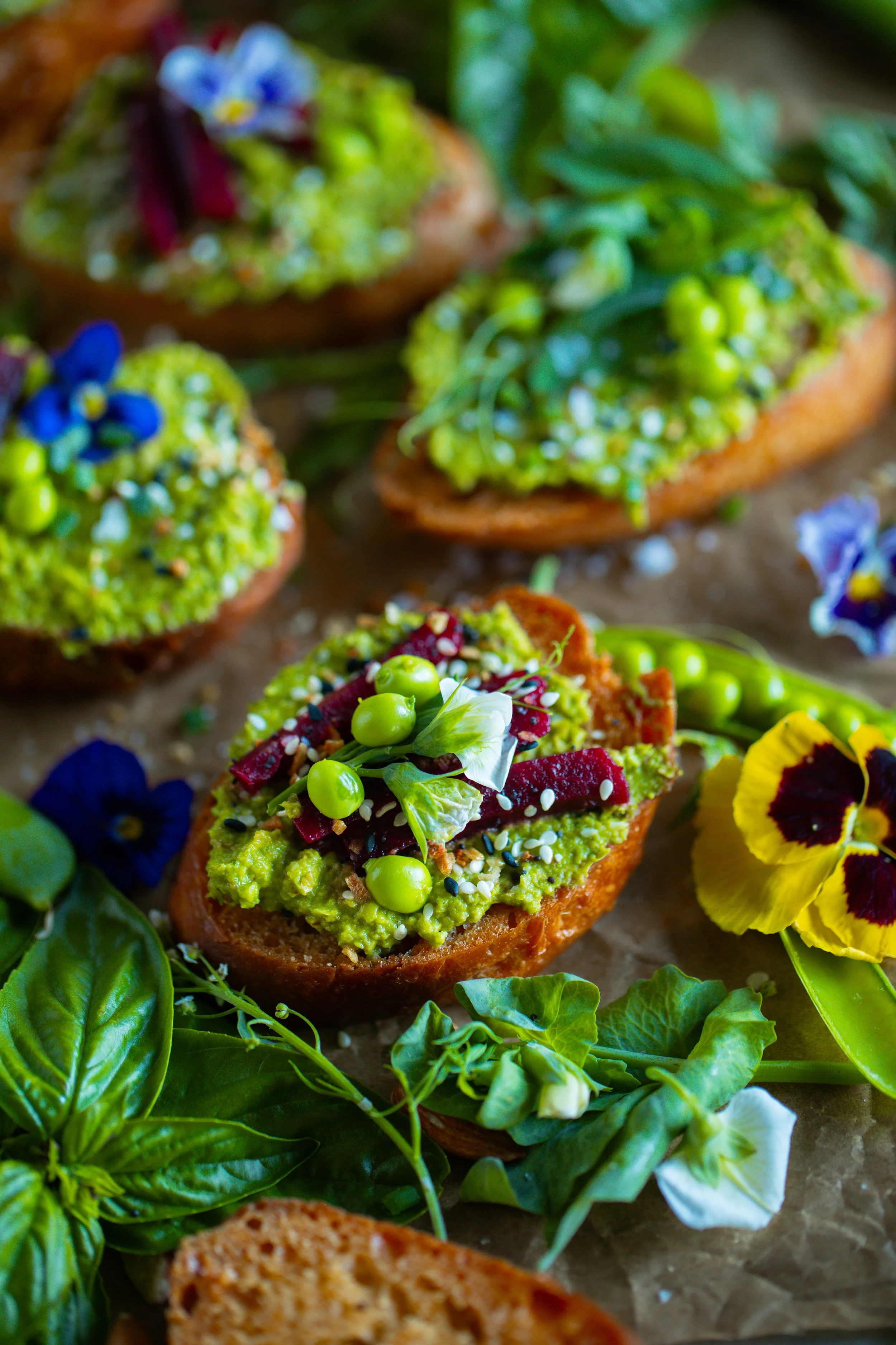 Summer Snap Pea Pesto on Crispy Crostini: Easy Summer Appetizer — Under ...