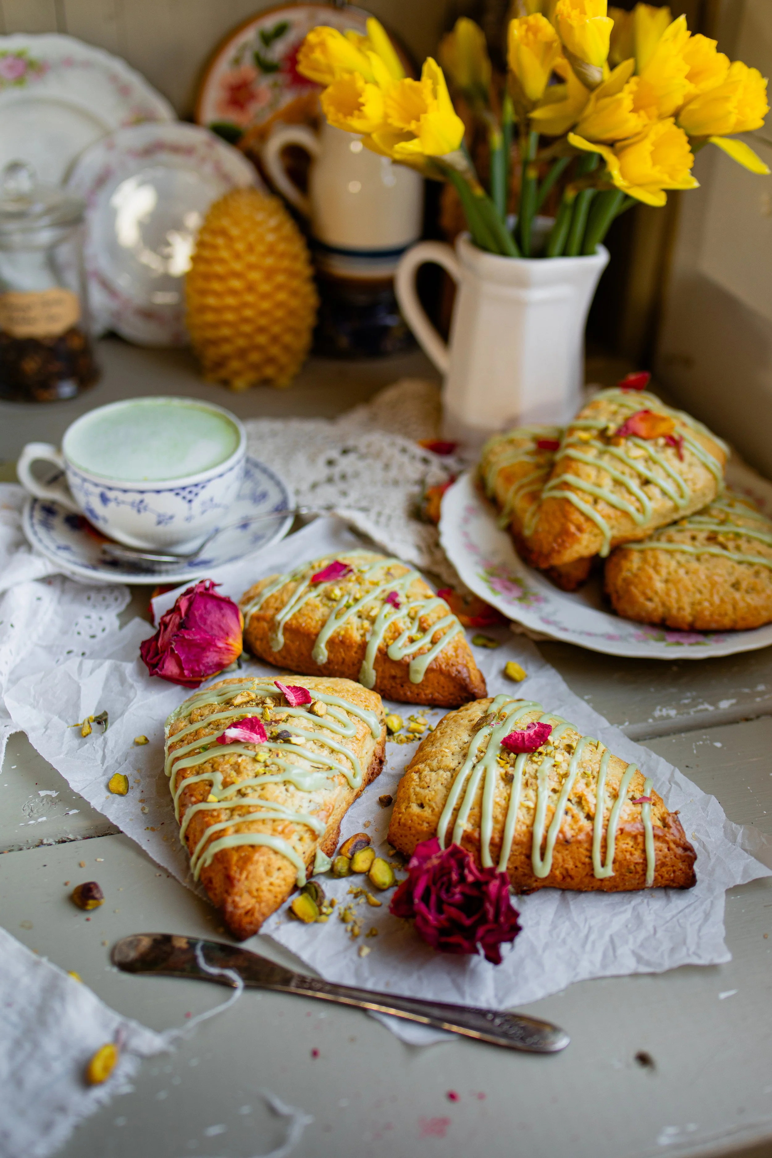 Pistachio Rose Scones: Bridgerton Inspired Tea Party Recipe — Under A ...