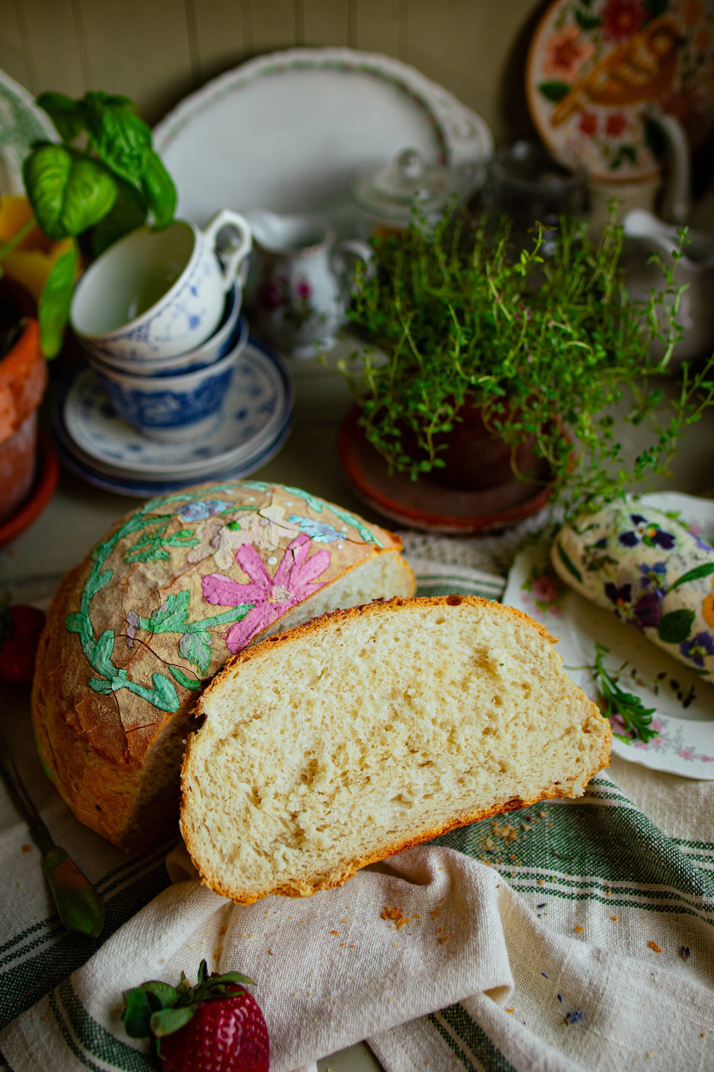 Whimsical Spring Floral Painted Country Loaf Bread Recipe — Under A Tin ...