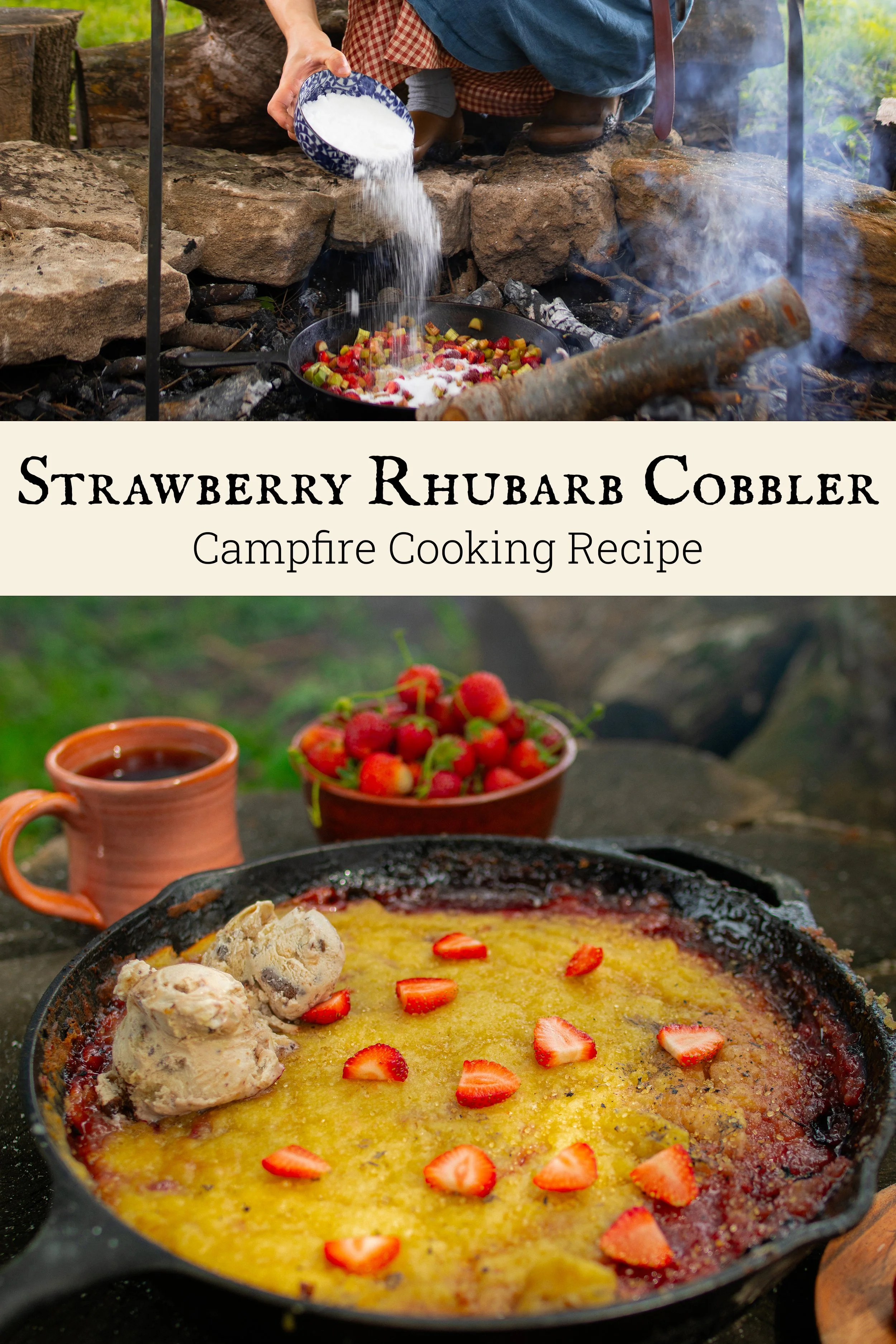Strawberry Rhubarb Cobbler: Easy Campfire Cooking Dessert Recipe ...