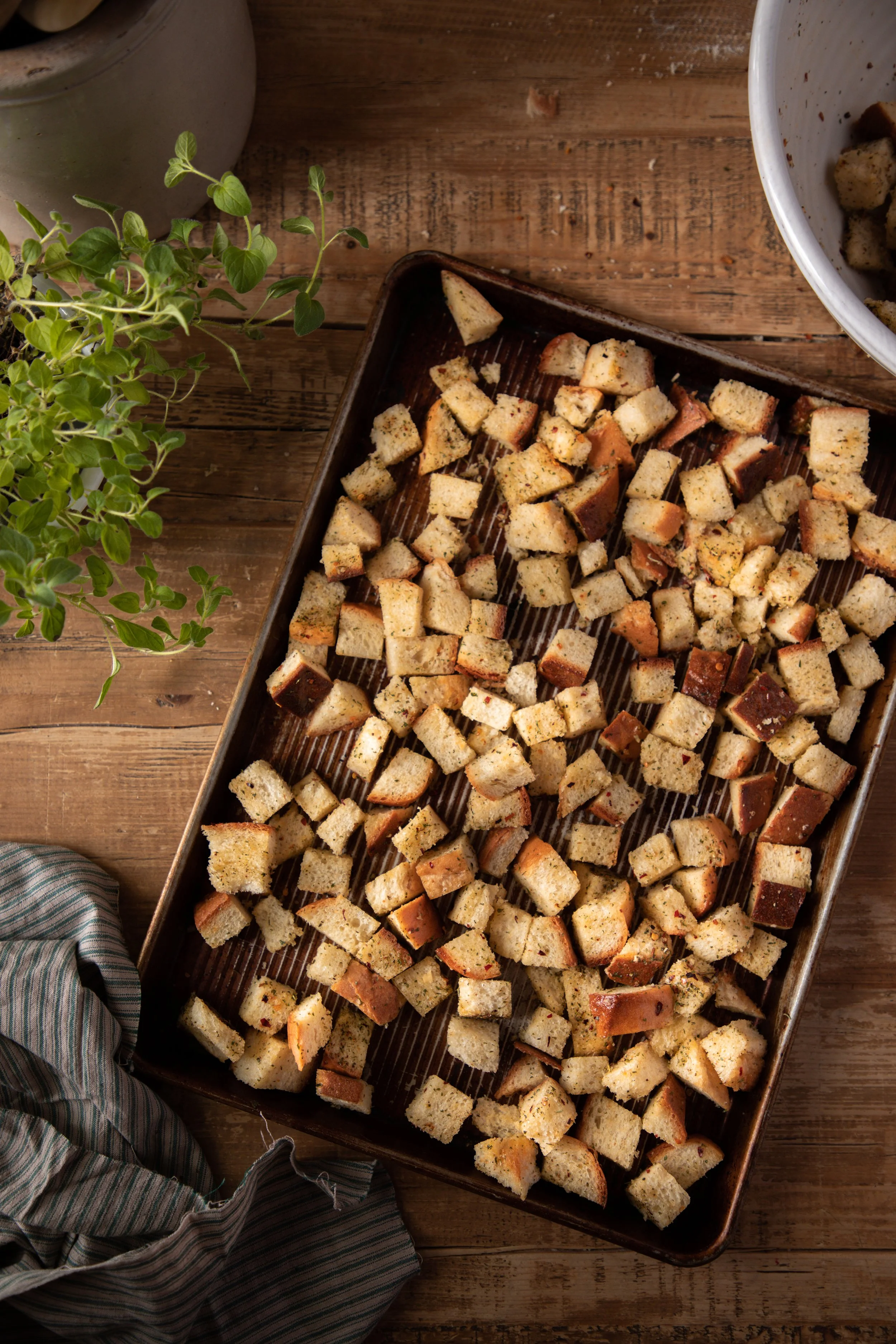 Butter & Herb Croutons — Under A Tin Roof