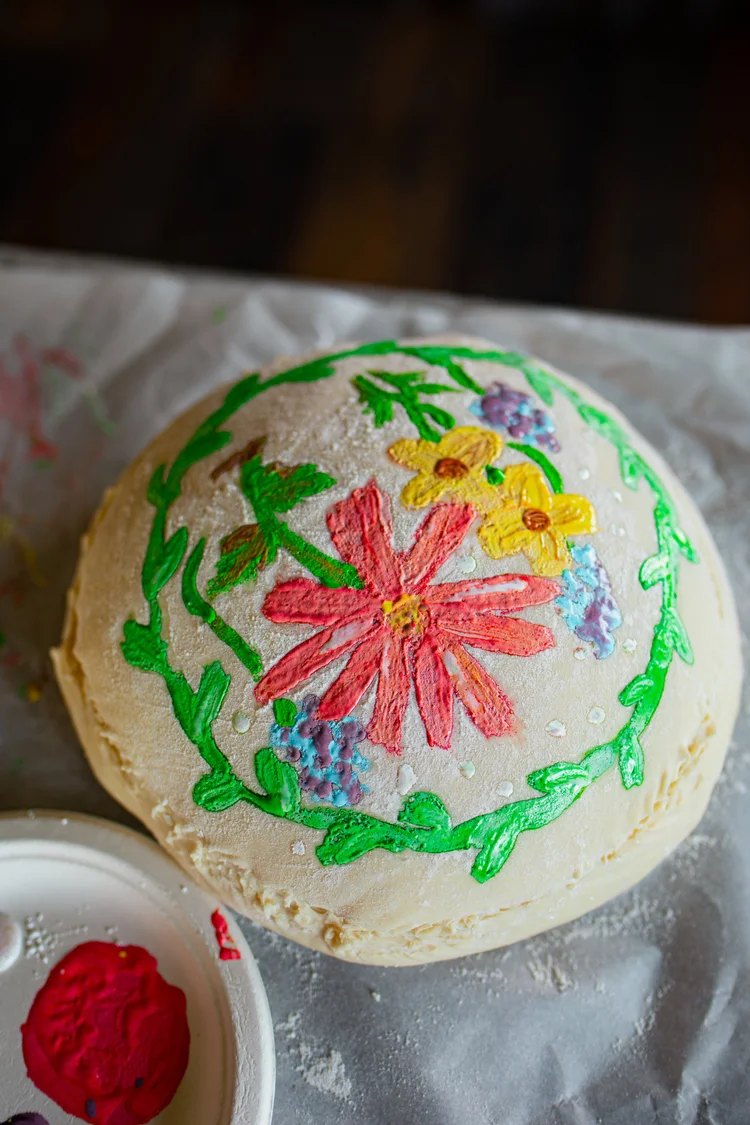 Floral Painted Country Loaf – Crusty Dutch Oven Bread with Edible Art ...