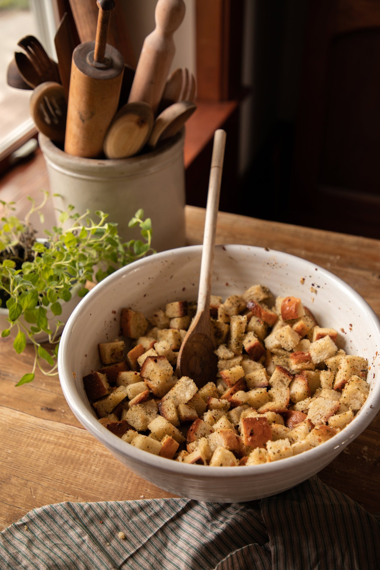 Butter & Herb Croutons — Under A Tin Roof