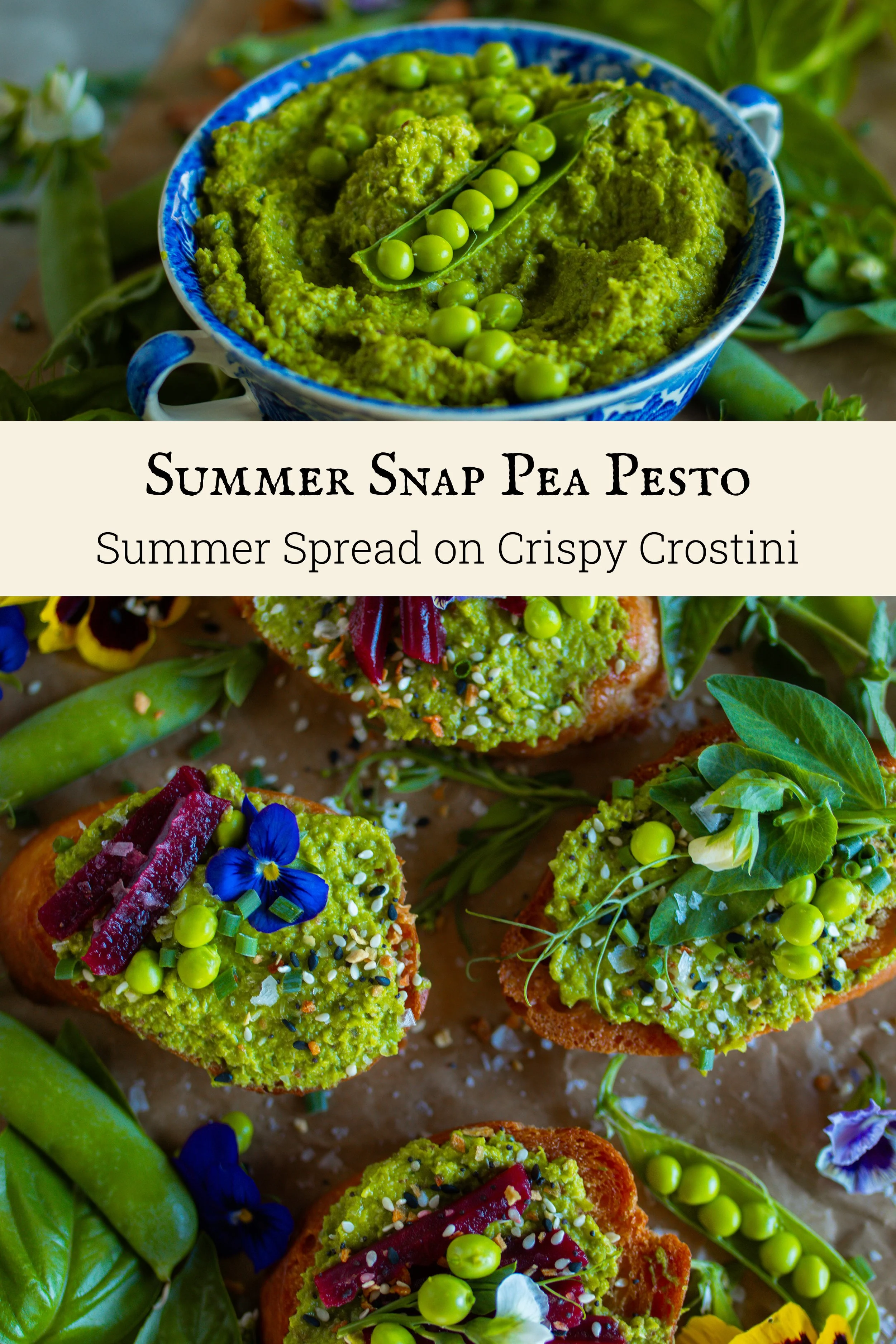 Summer Snap Pea Pesto on Crispy Crostini: Easy Summer Appetizer — Under A Tin Roof