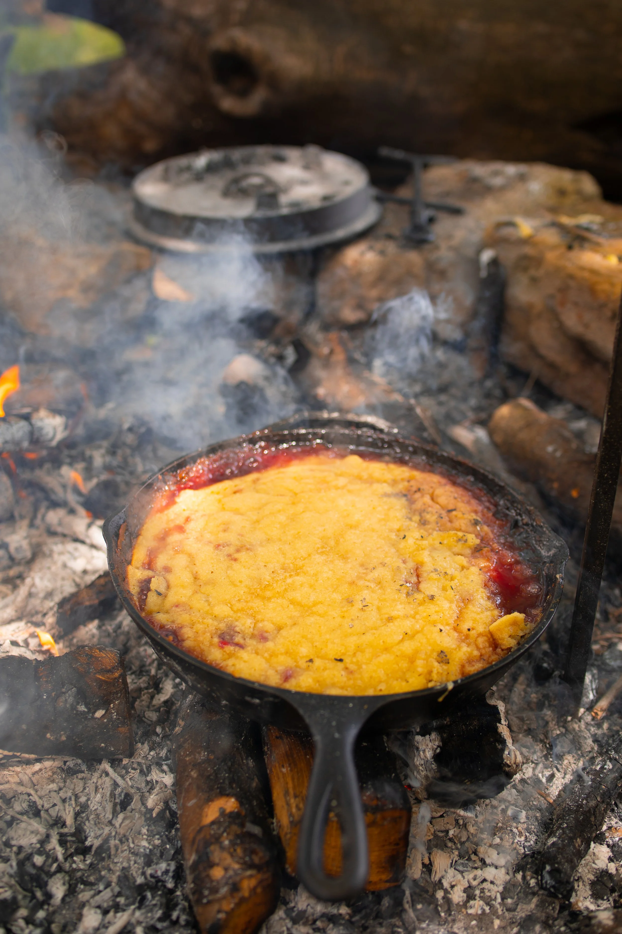 Strawberry Rhubarb Cobbler: Easy Campfire Cooking Dessert Recipe ...