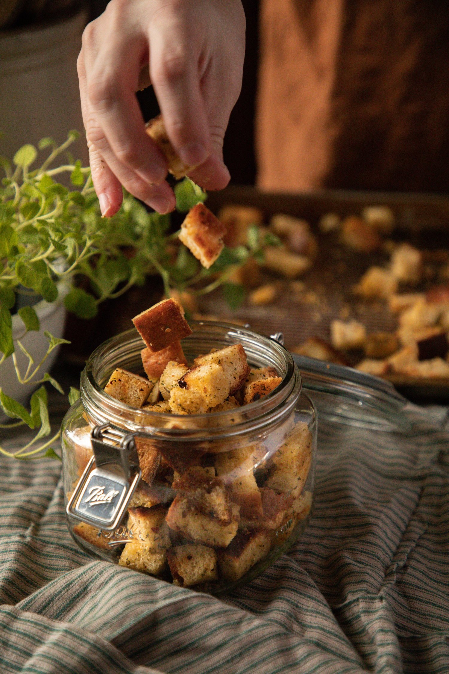 Butter & Herb Croutons — Under A Tin Roof