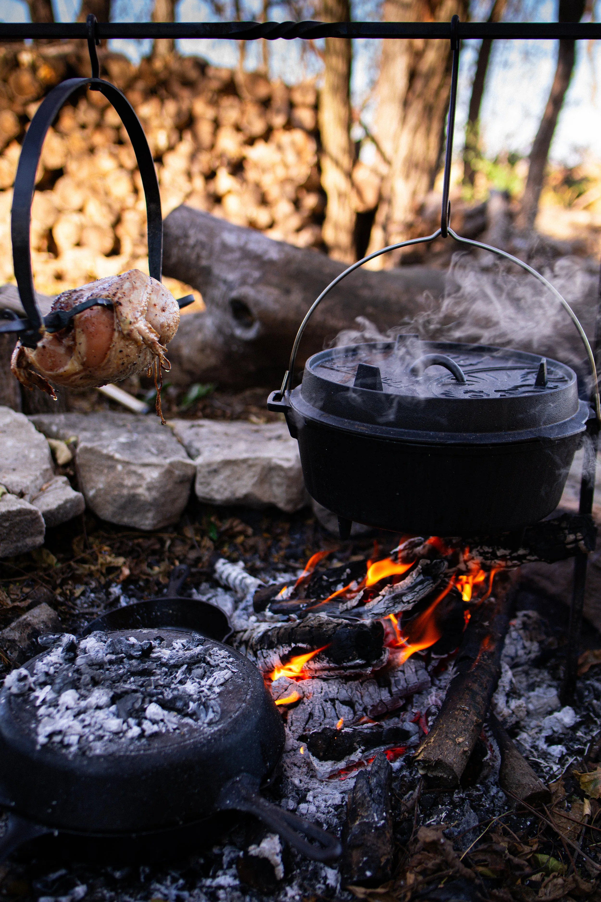 Campfire Cooking: Rotisserie Chicken and Mashed Potatoes | Outdoor ...