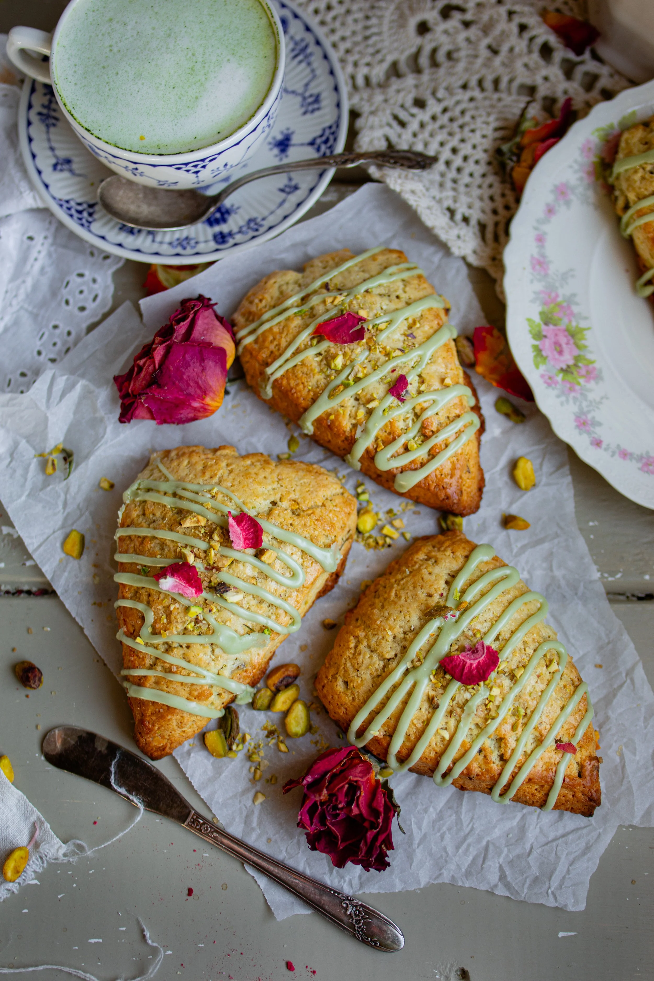 Pistachio Rose Scones: Bridgerton Inspired Tea Party Recipe — Under A ...