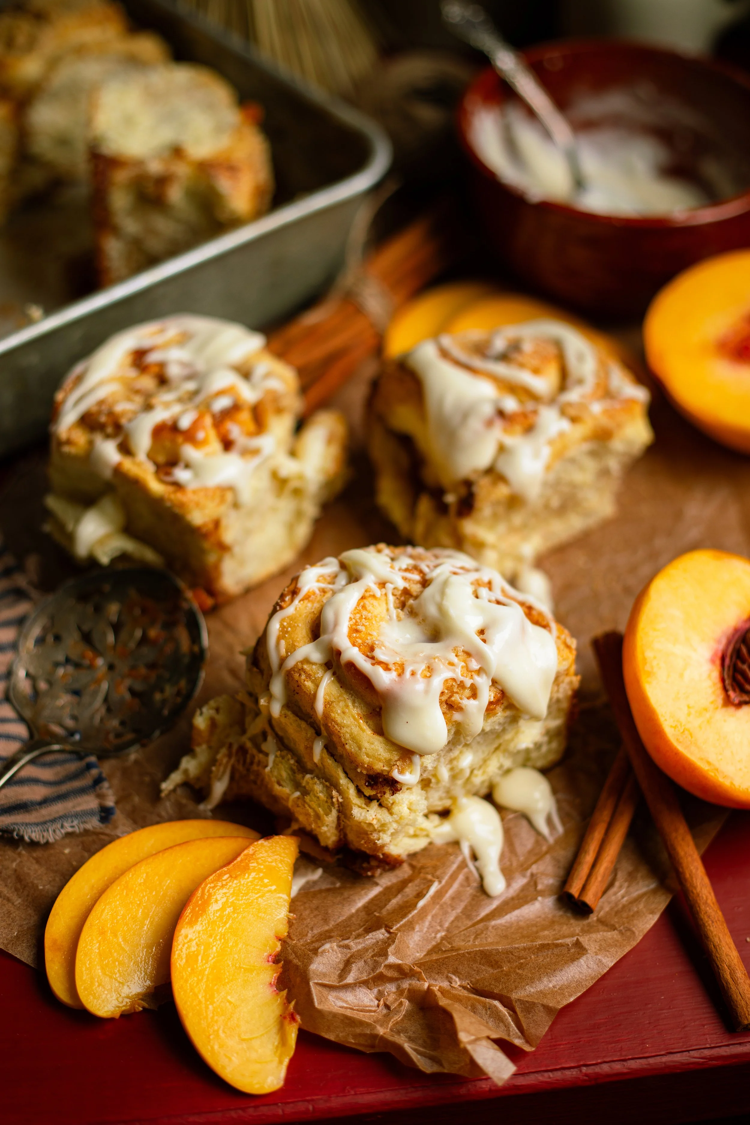 Peach Cinnamon Rolls: Summer Sweet Bread Recipe — Under A Tin Roof