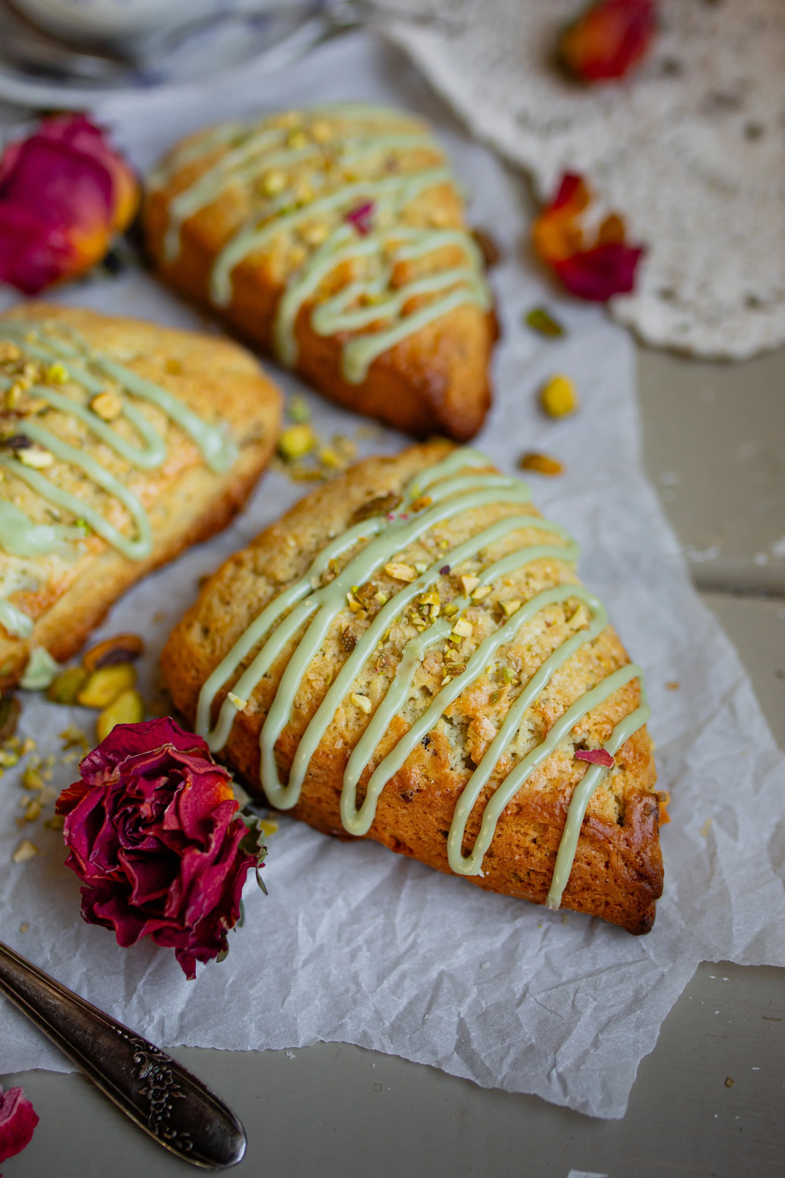 Pistachio Rose Scones: Bridgerton Inspired Tea Party Recipe — Under A ...