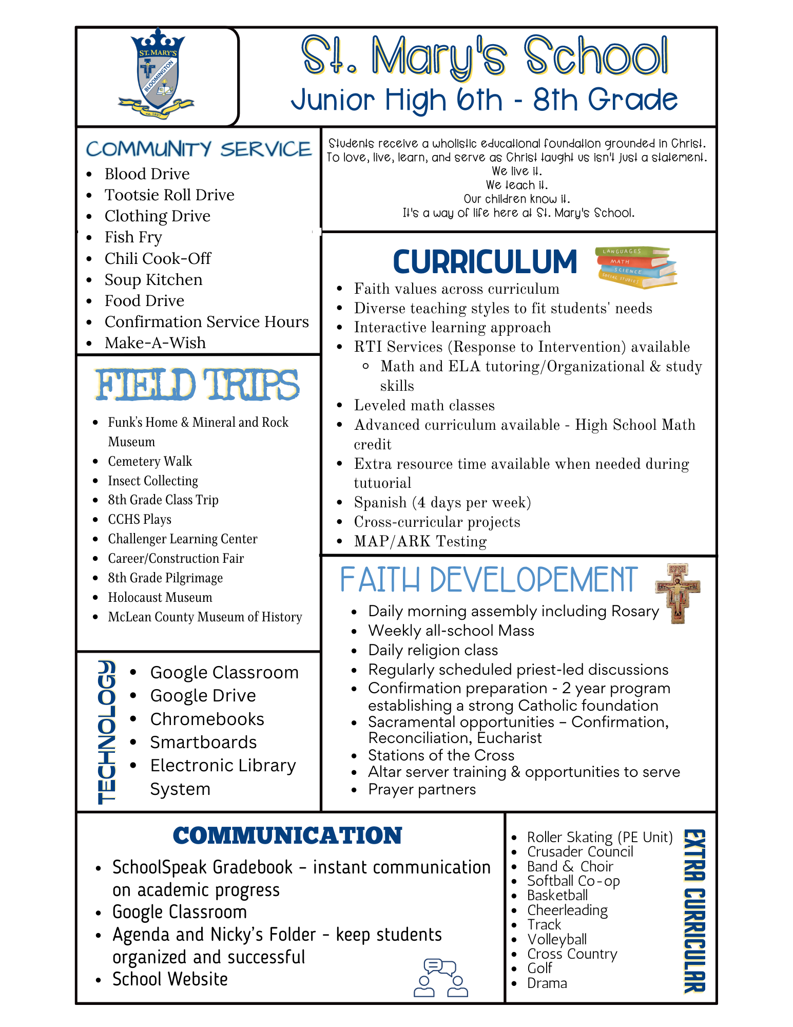 Academics — St. Mary's Catholic School