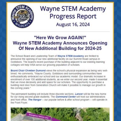 Newsletter & Events — Wayne STEM Academy
