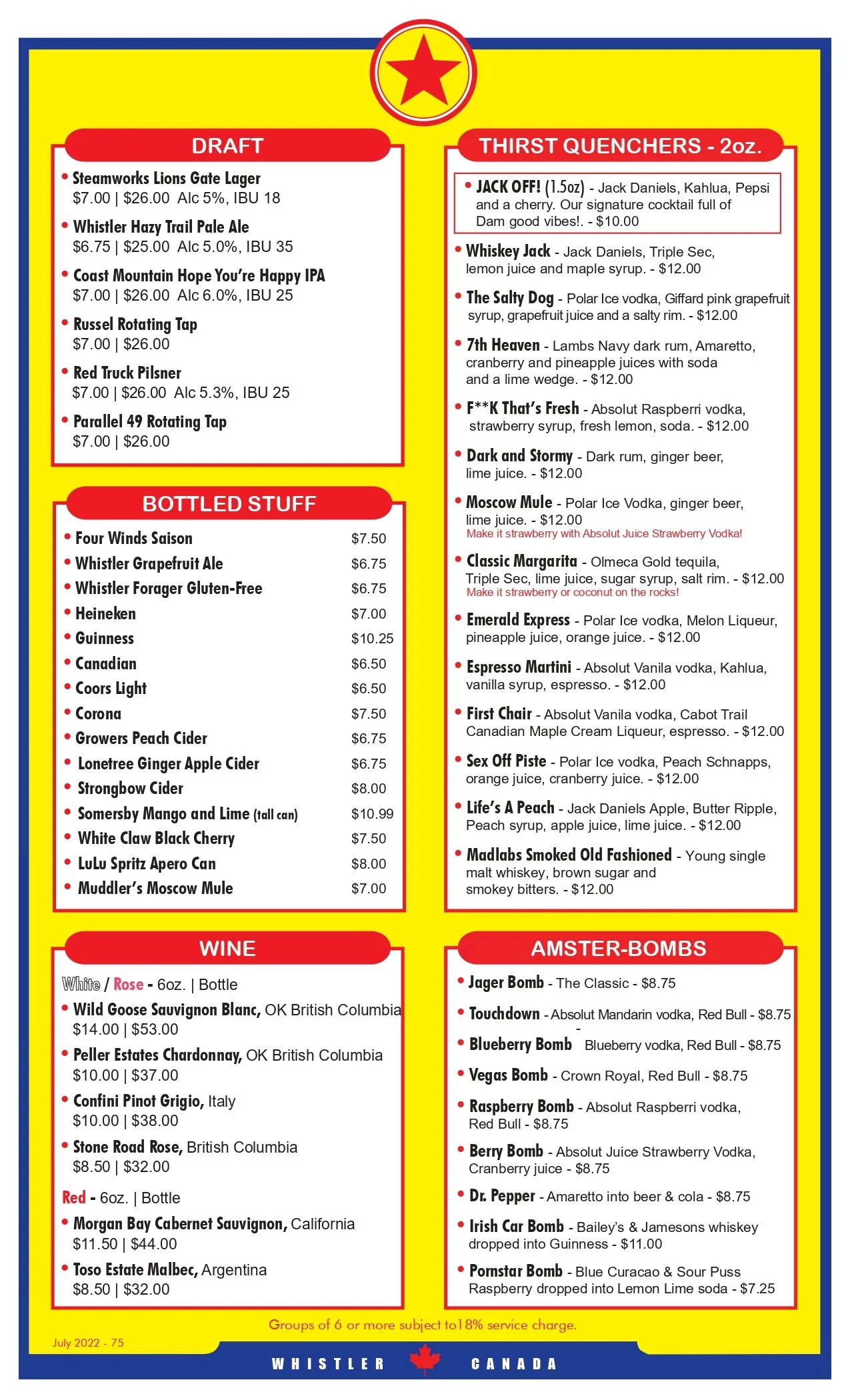 Menus — Amsterdam Cafe & Pub