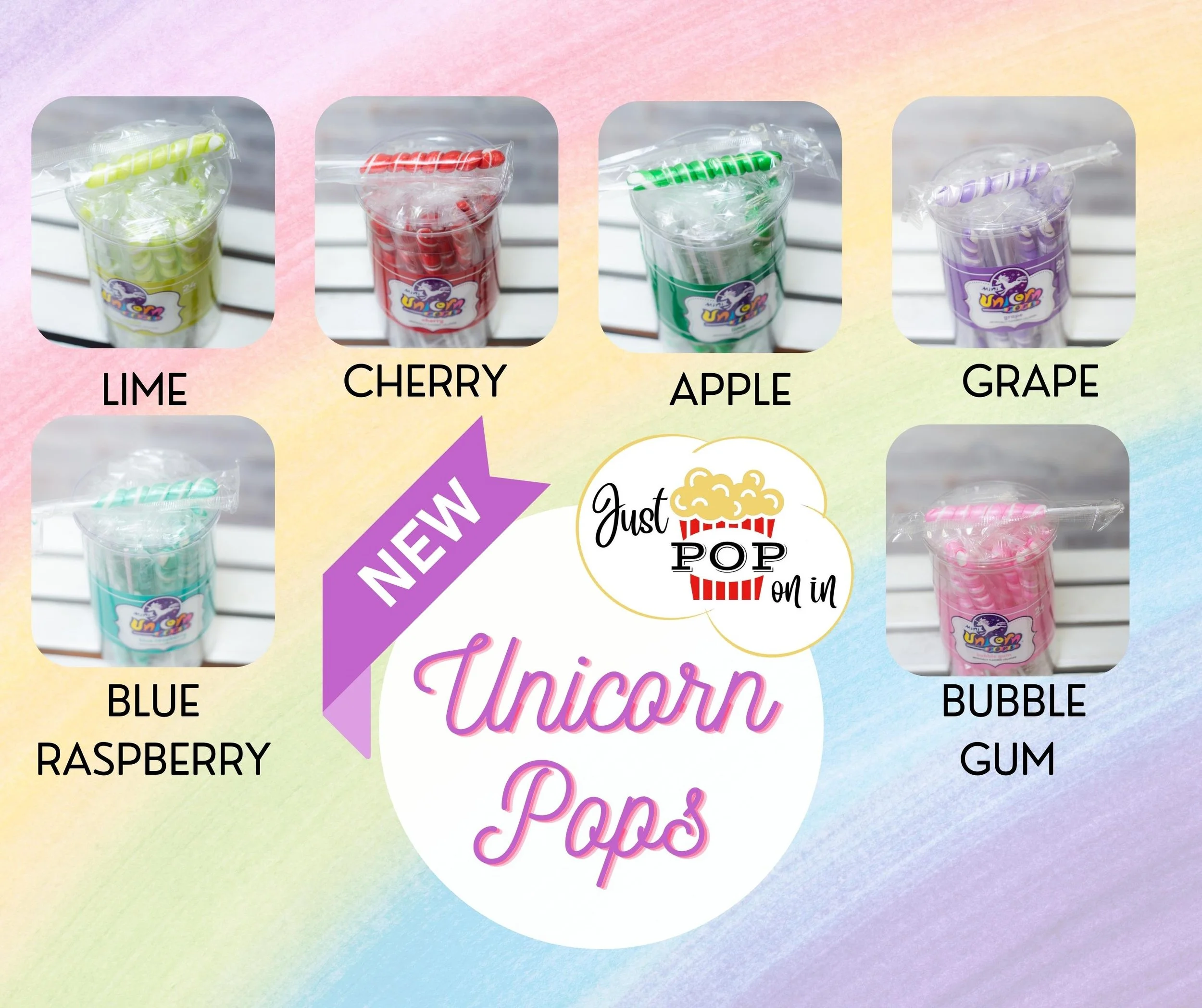 UNICORN POPS - BUBBLE GUM — GOURMET POPCORN & CANDY SHOPPE