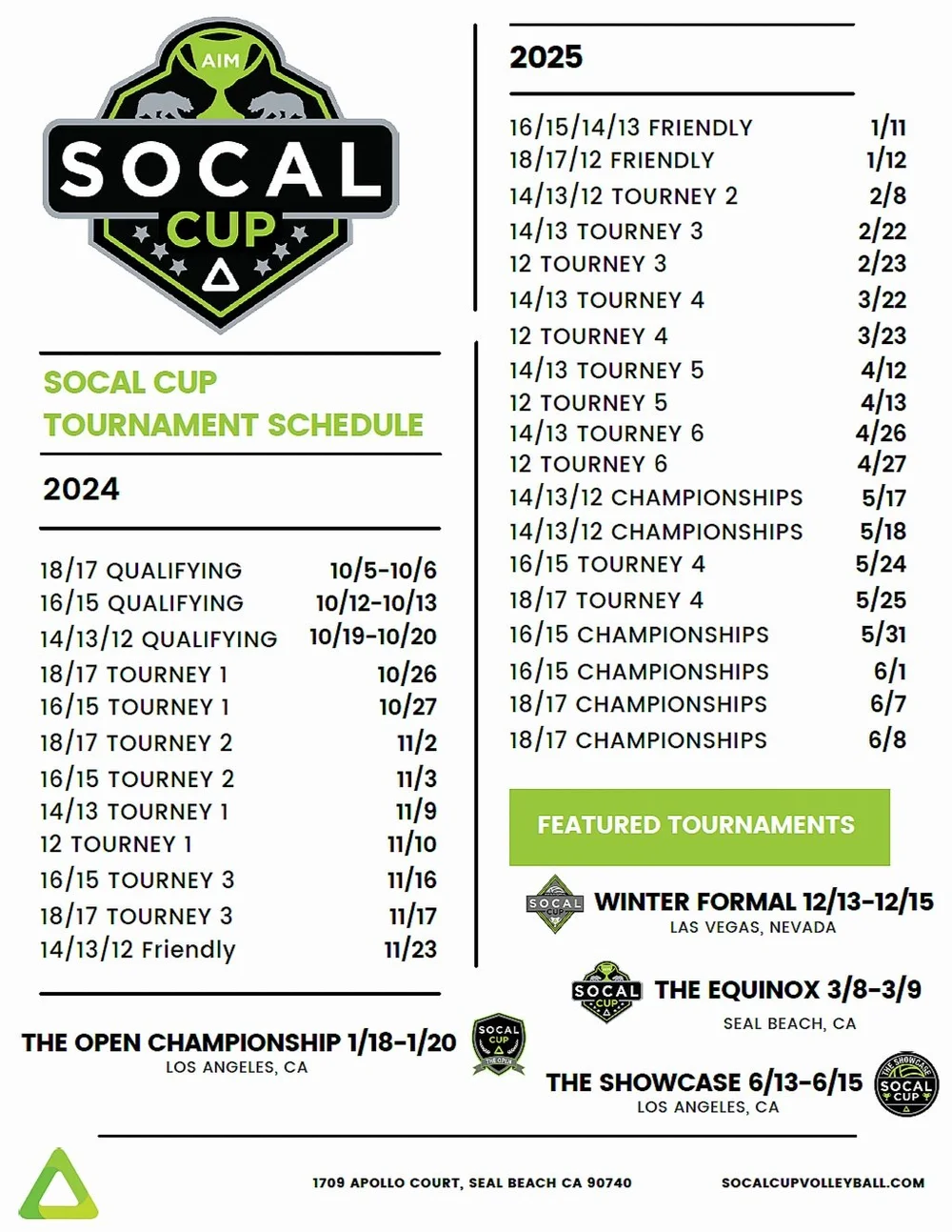 SoCal Cup Tournament Schedule — 949 Athletics