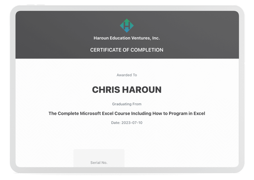 Complete Microsoft Excel Online Course — Haroun Education Ventures, Inc.