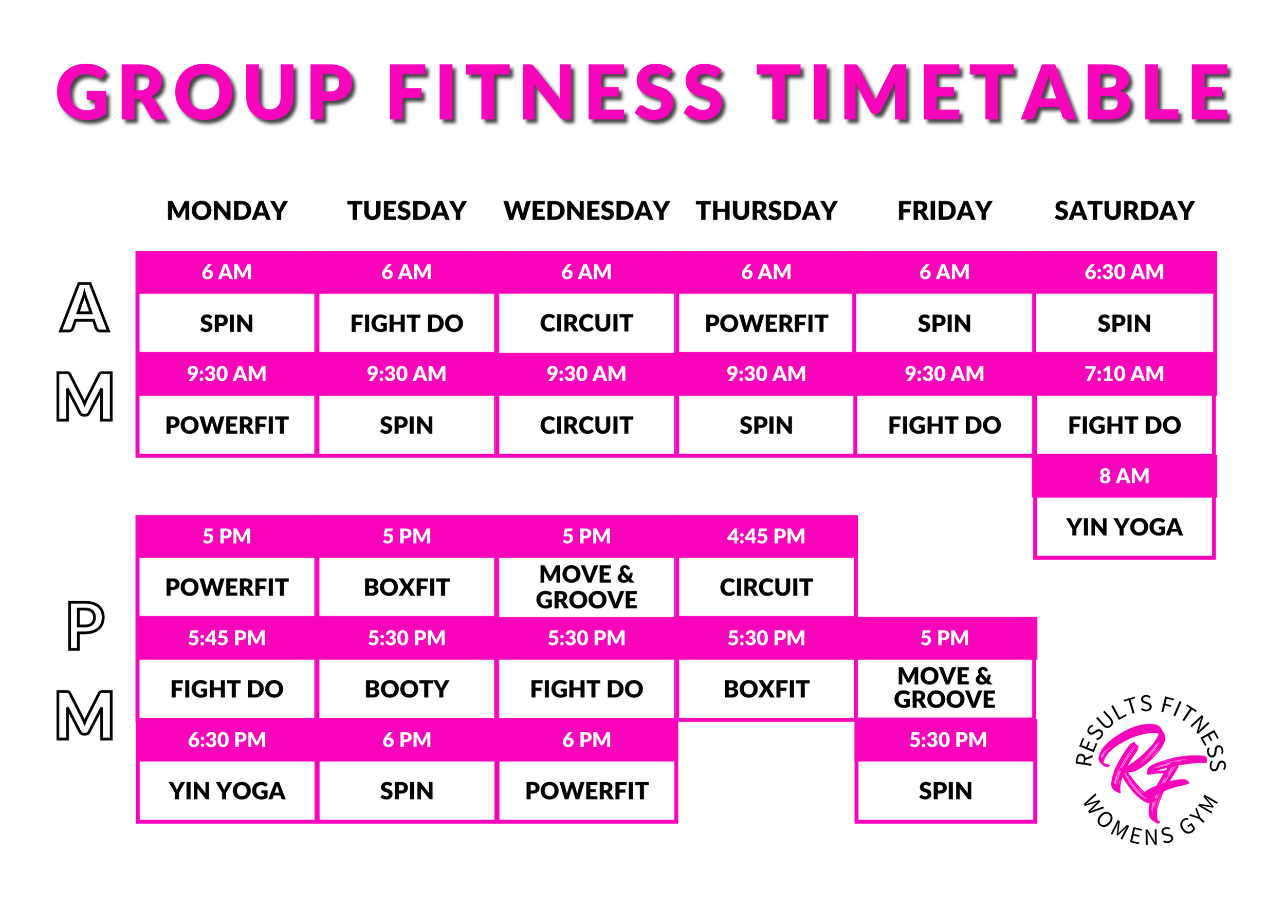 CLASSES — RESULTS FITNESS
