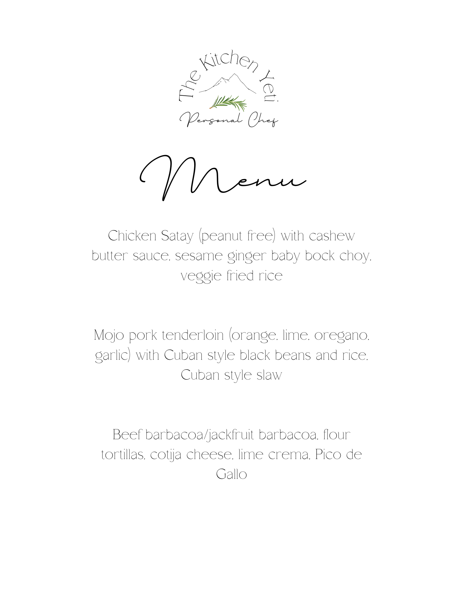 Sample Meal Prep Menus — The Kitchen Yeti