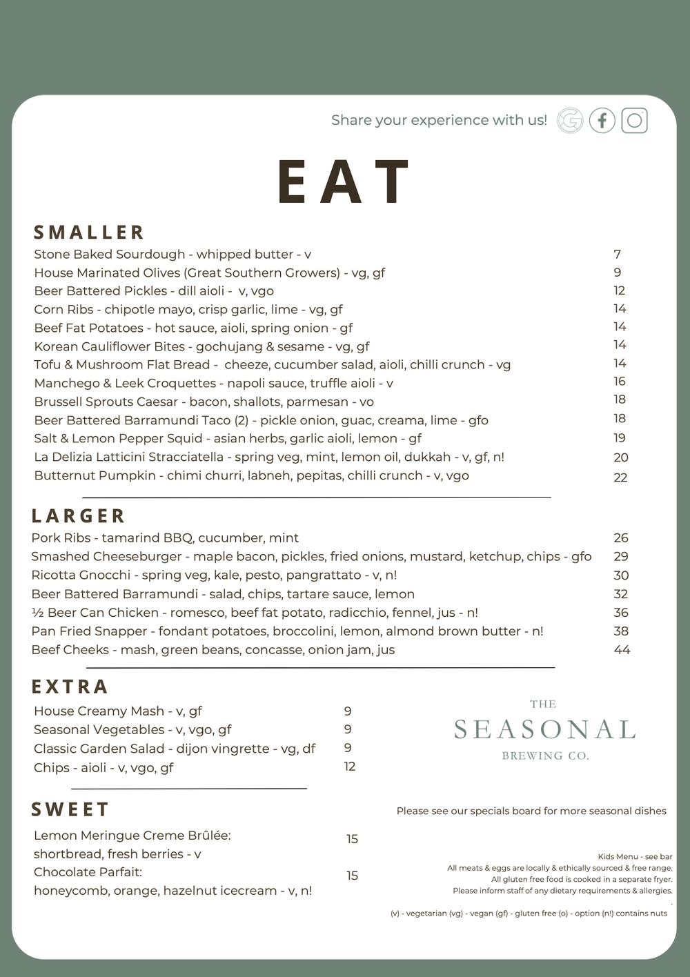 BREWPUB — The Seasonal Brewing Co