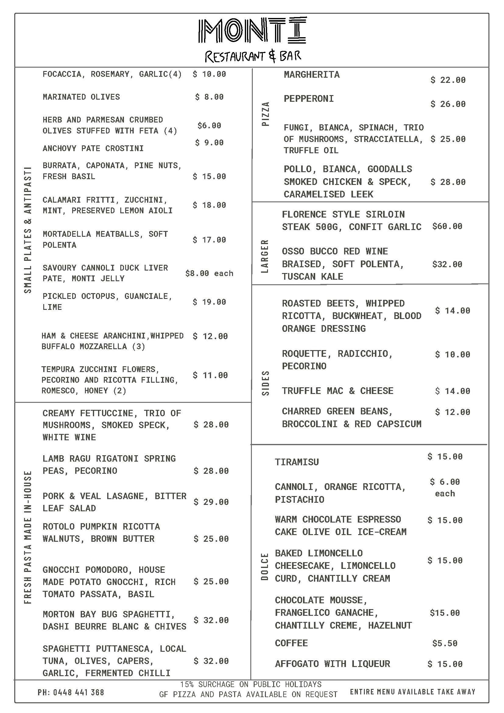 Eat. — Monti Bar and Restaurant