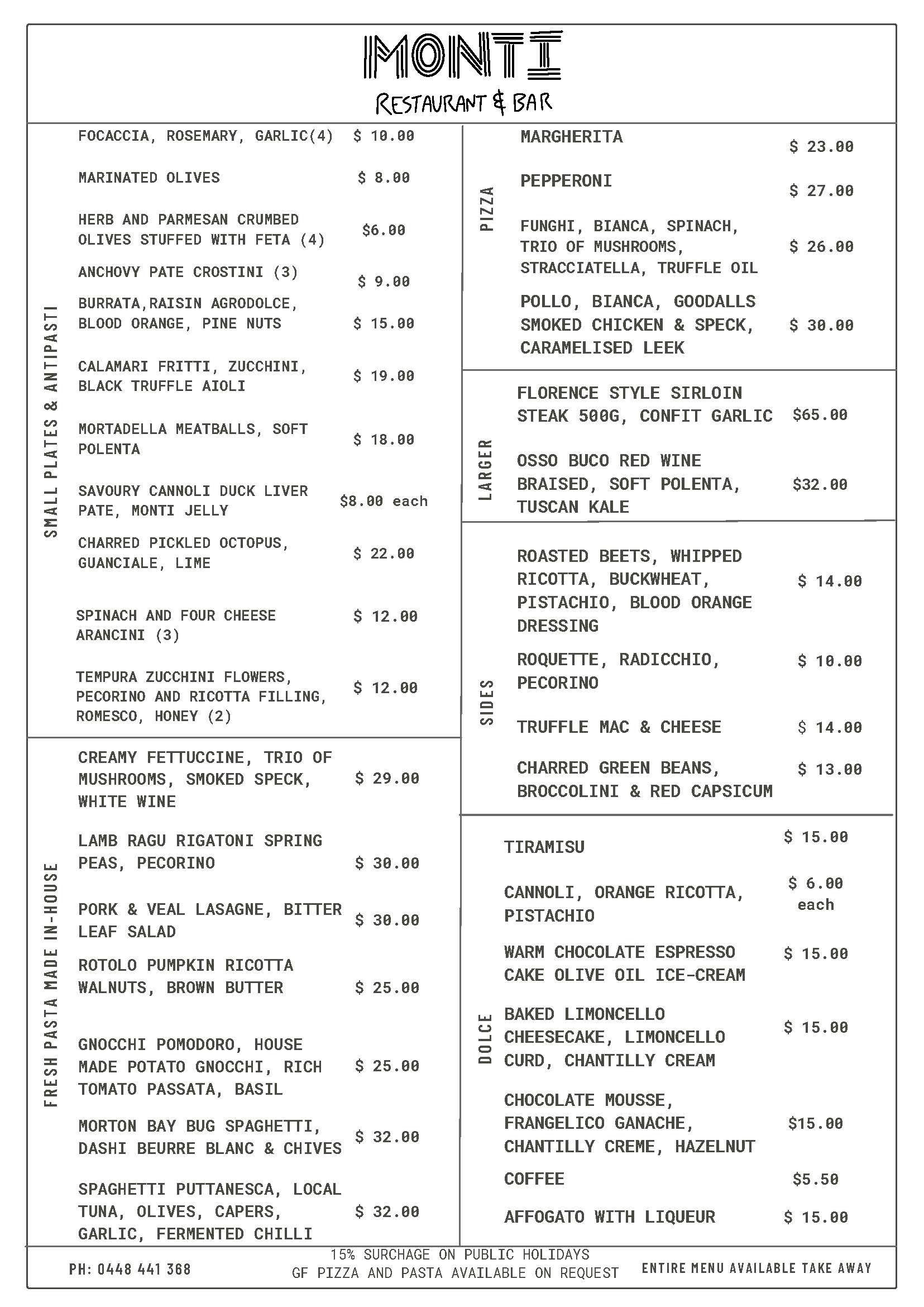 Eat. — Monti Bar and Restaurant