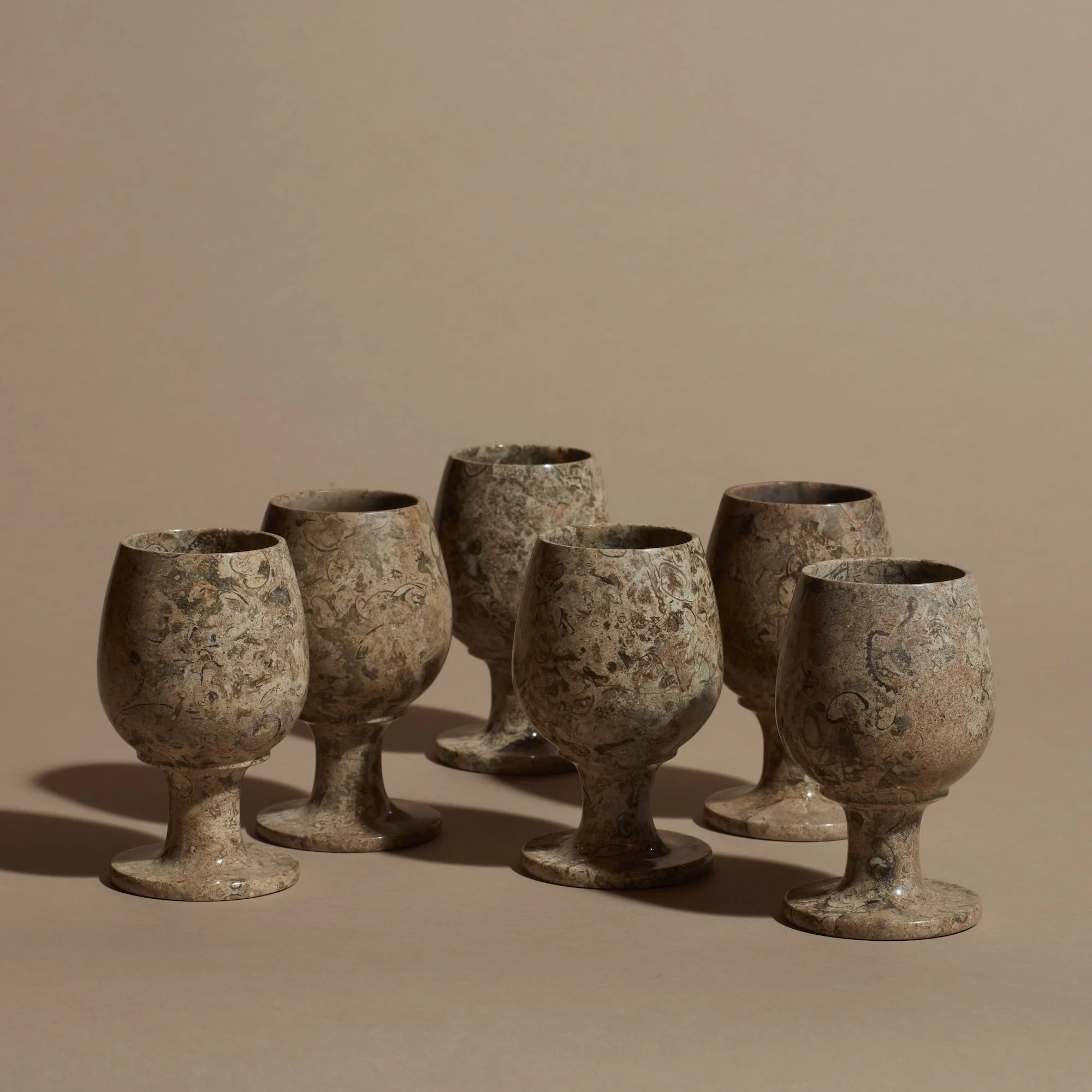 "Fossil Stone Goblets, Set of 6" - The House by M.A.H, Vintage ...