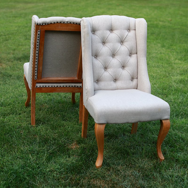 High Backed Tufted Cream Dining Chairs — BARNSWALLOW