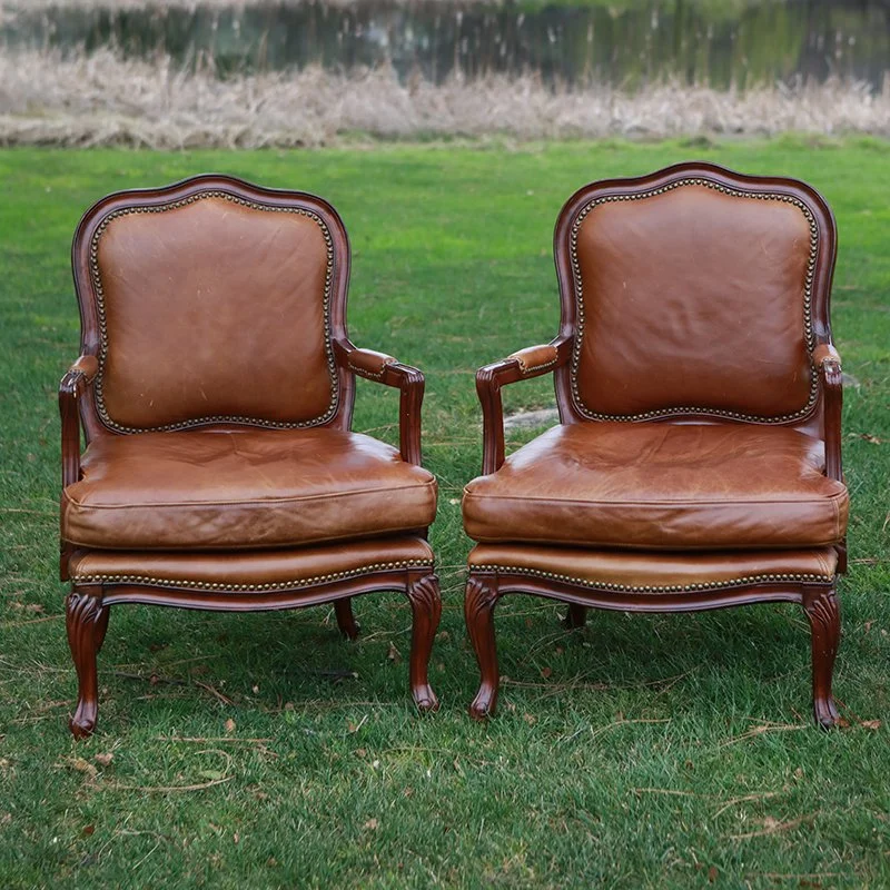 Berkeley-Leather and Wood Armed Chair — BARNSWALLOW