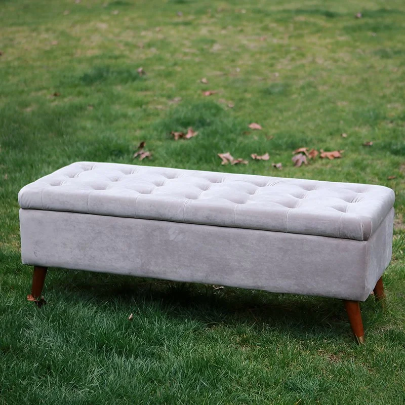 Grey Tufted Bench — BARNSWALLOW