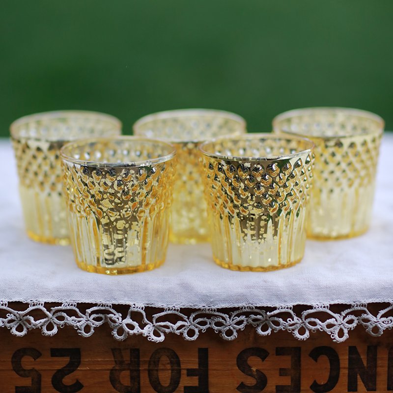 Gold Diamond Top Mercury Glass Votives — BARNSWALLOW