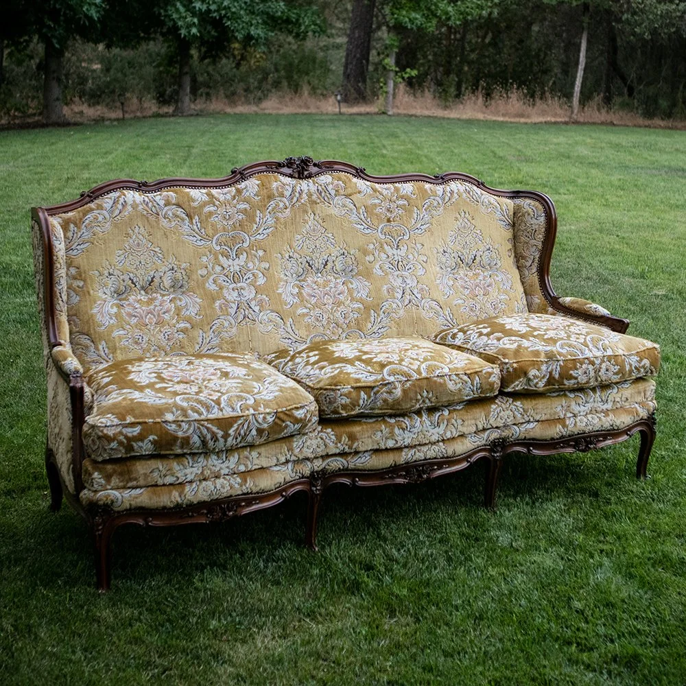 Geneva-Gold Velvet Brocade Sofa — BARNSWALLOW