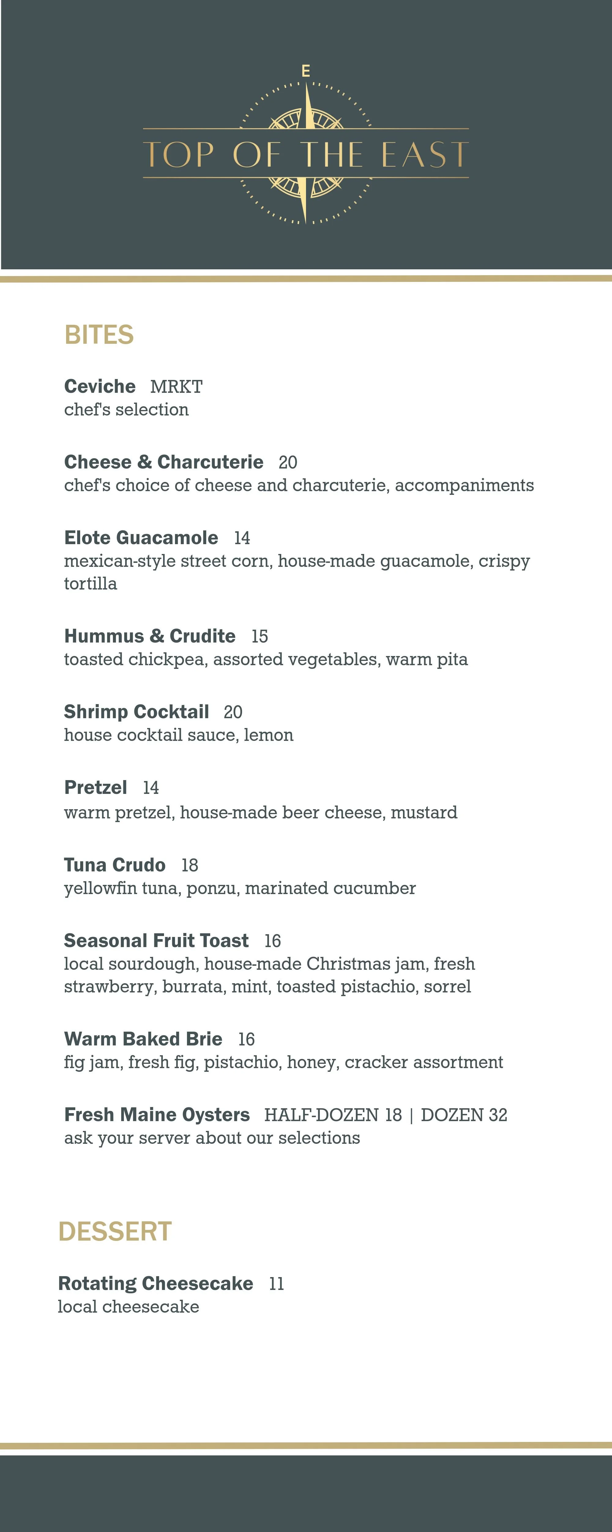 Menus — Top of The East