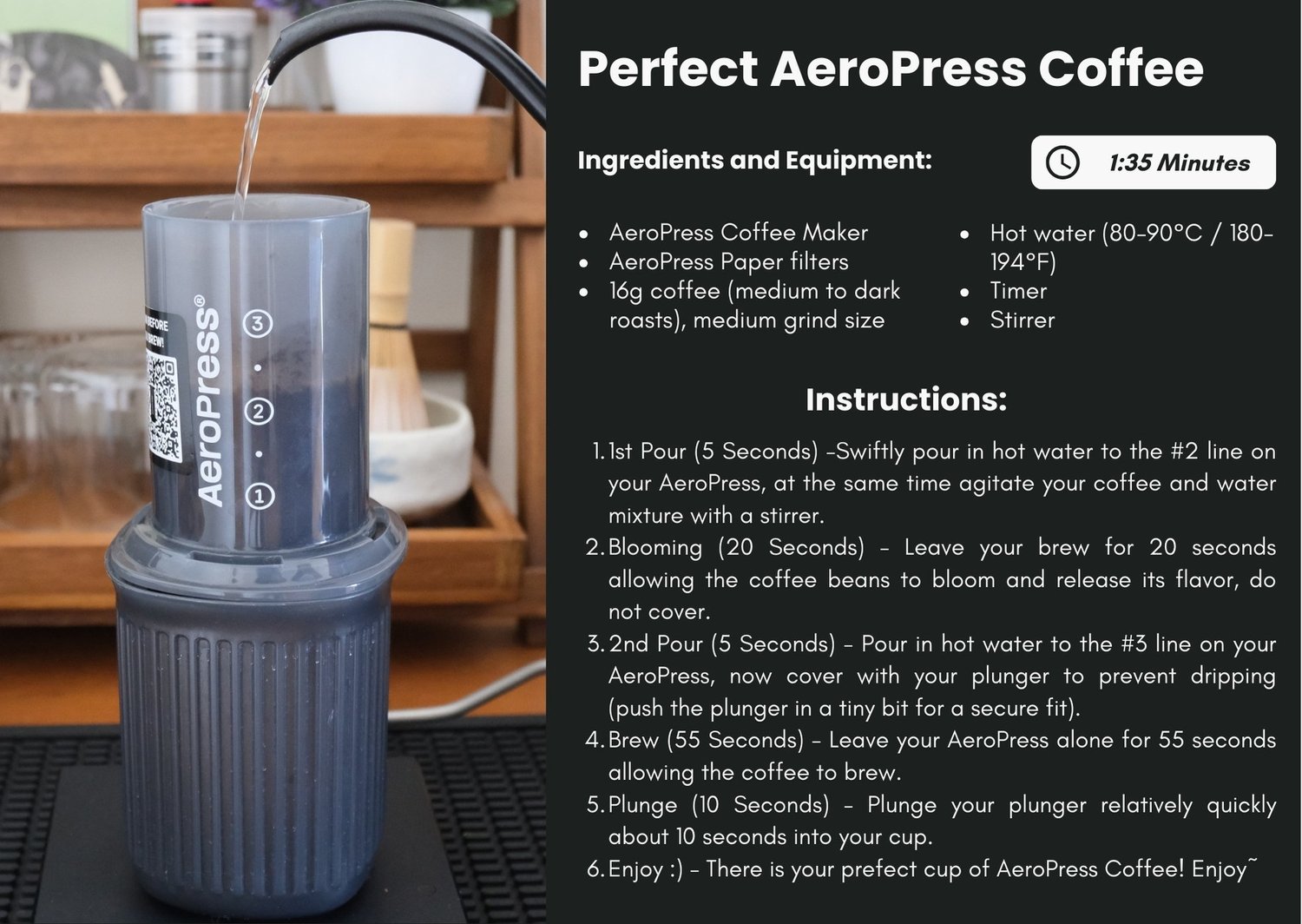 The Perfect AeroPress Recipe - Works for Dark Roasted Coffee Beans!